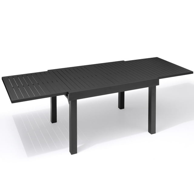 Pellebant Outdoor Dining Table Aluminum Patio Rectangle Expandable ...