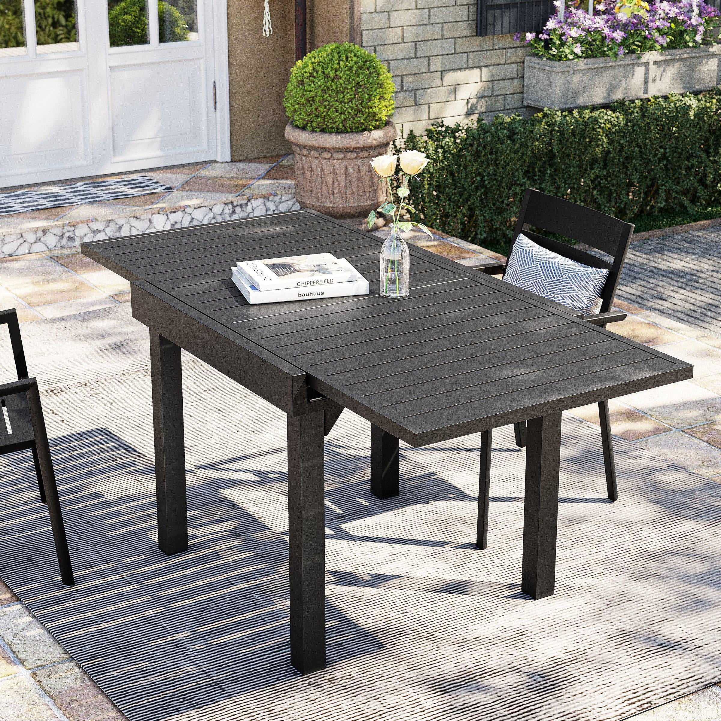 Pellebant Outdoor Extendable Patio Dining Table - 63" / 31.5" (L) x 31. ...