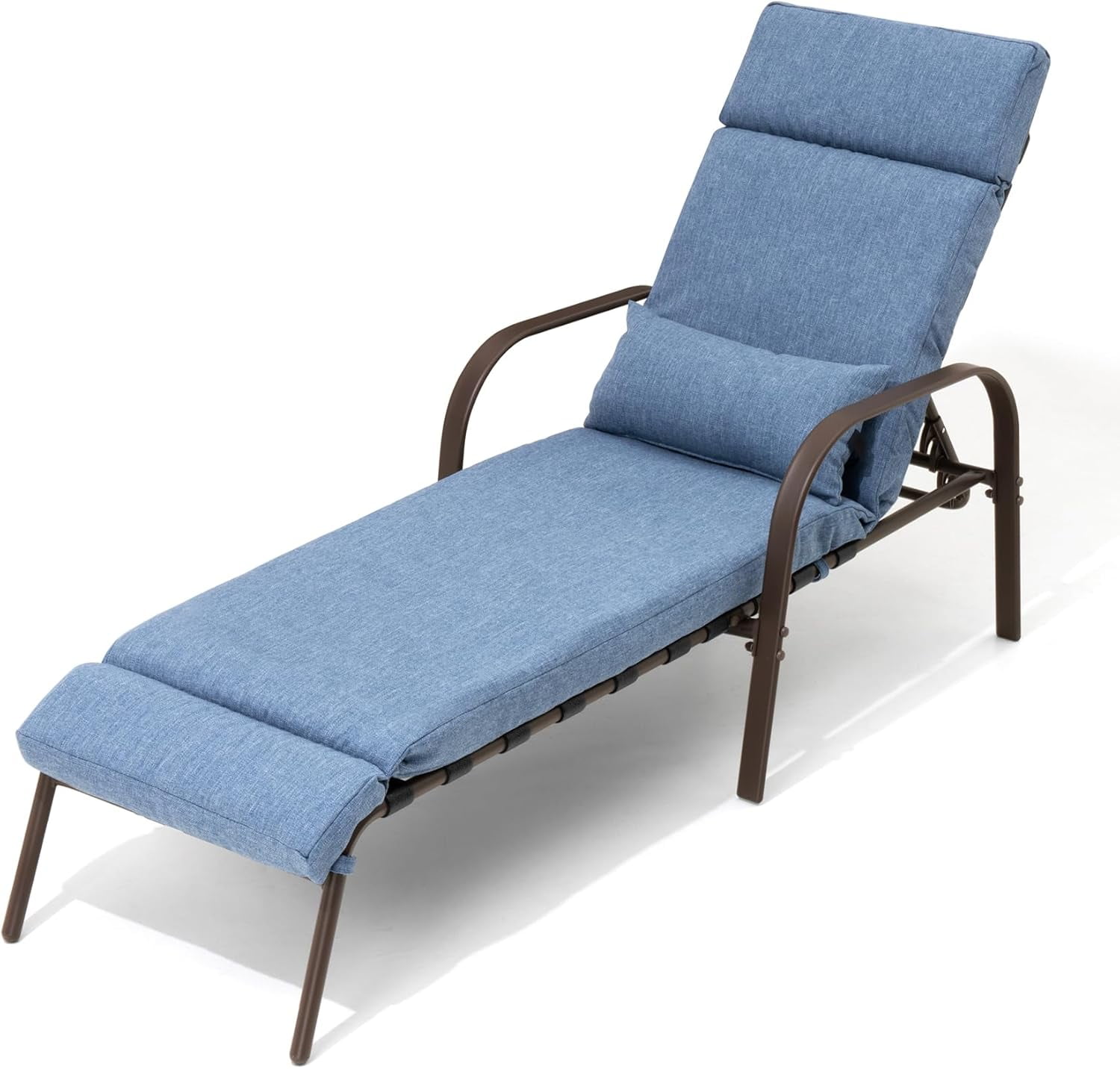 Pellebant Patio Chaise Lounge Chair with Cushion, Adjustable Lounge Chair with 5 Positions ...