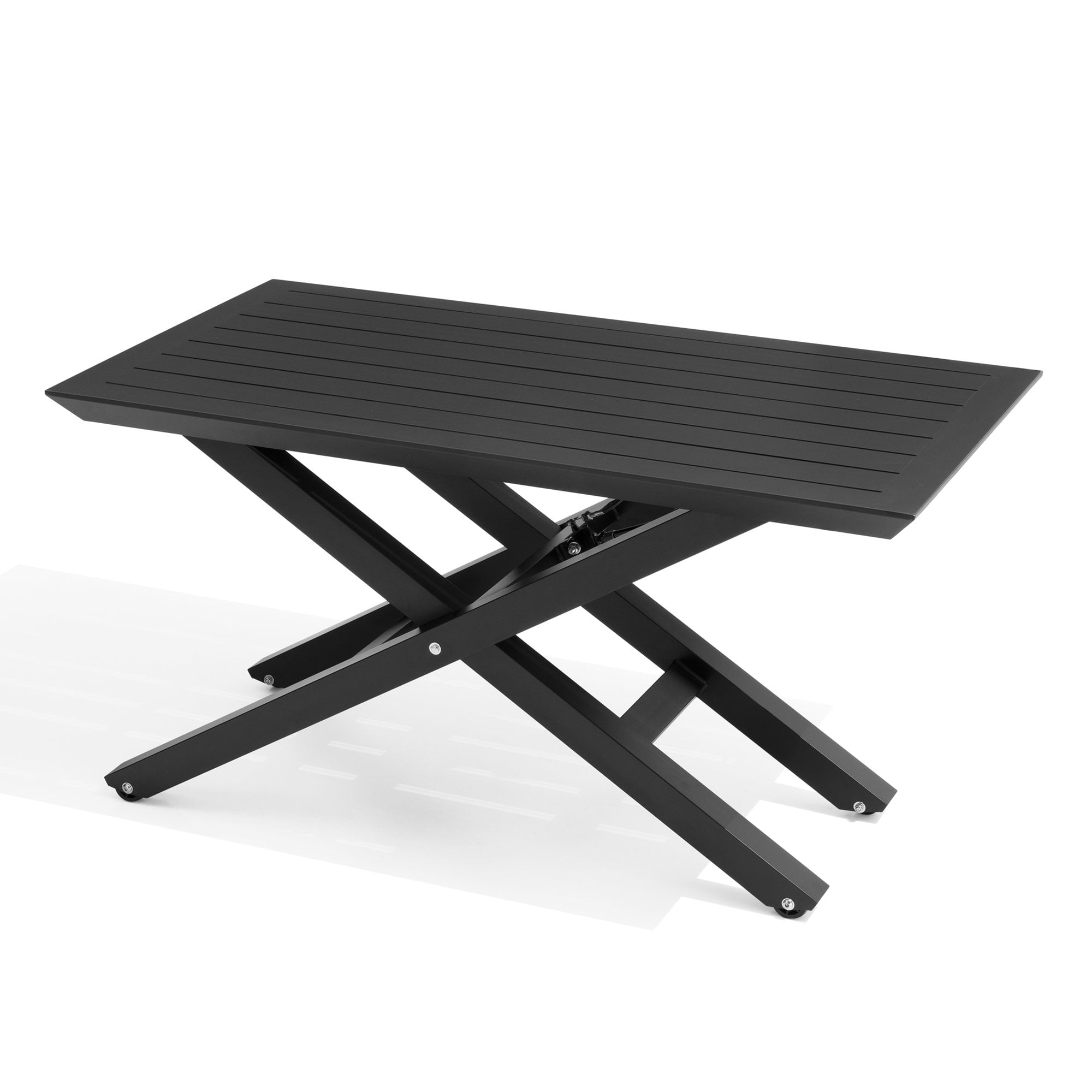 Pellebant Adjustable Height Patio Coffee Table Cocktail, Outdoor Metal ...