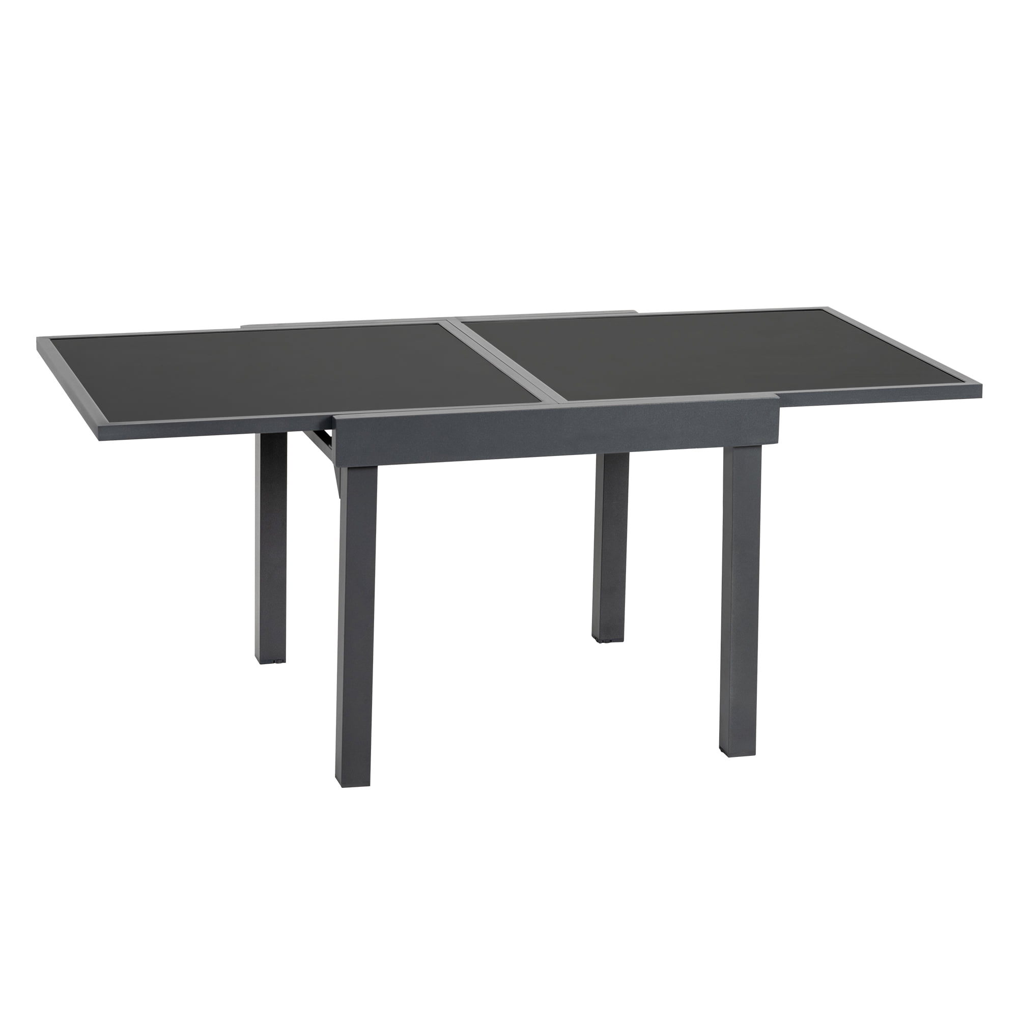 Pellebant Rectangular Expanding Patio Dining Table, Tempered Glass Top ...