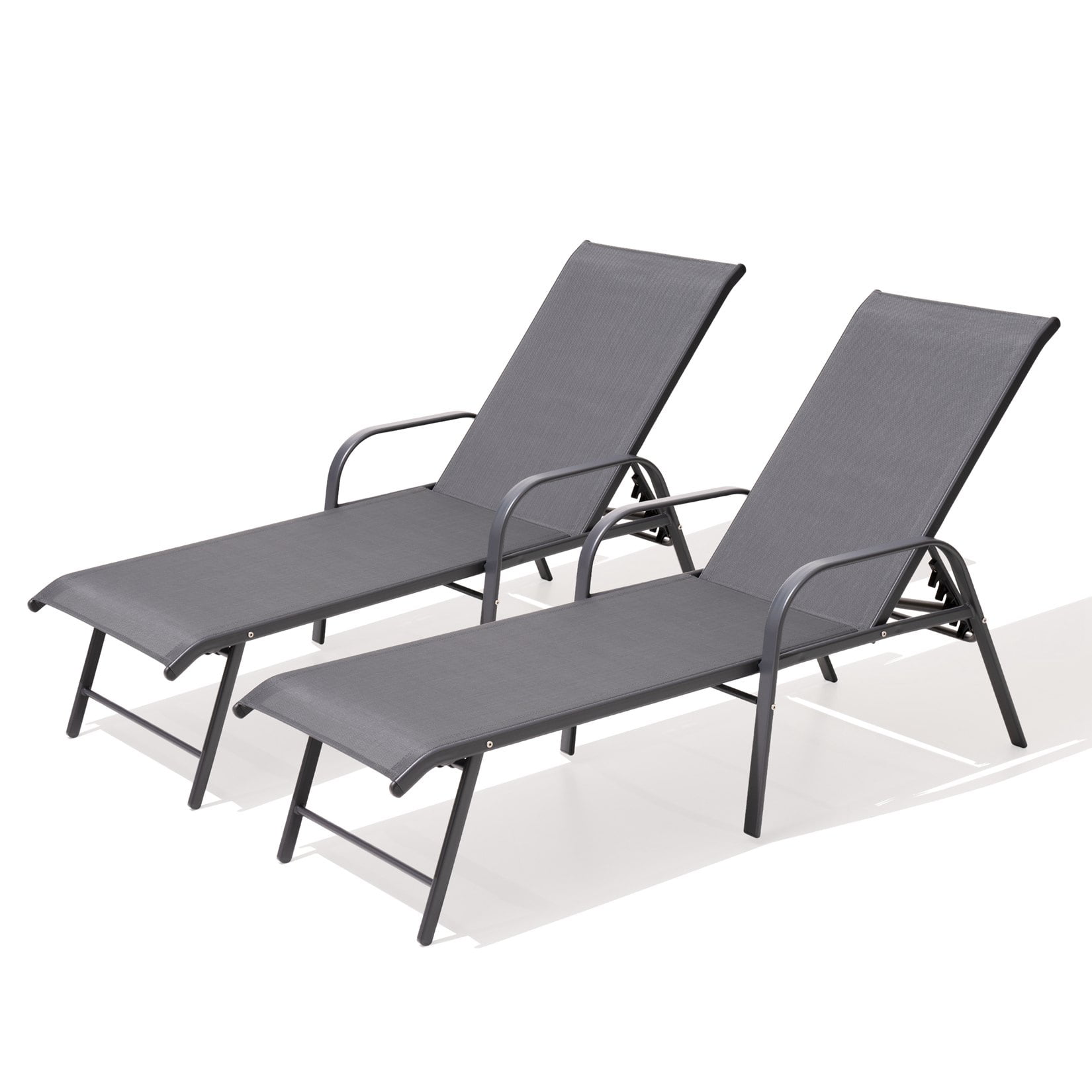 Pellebant 2‑Pack Adjustable Aluminum Chaise Lounge Chairs – 5‑Position ...