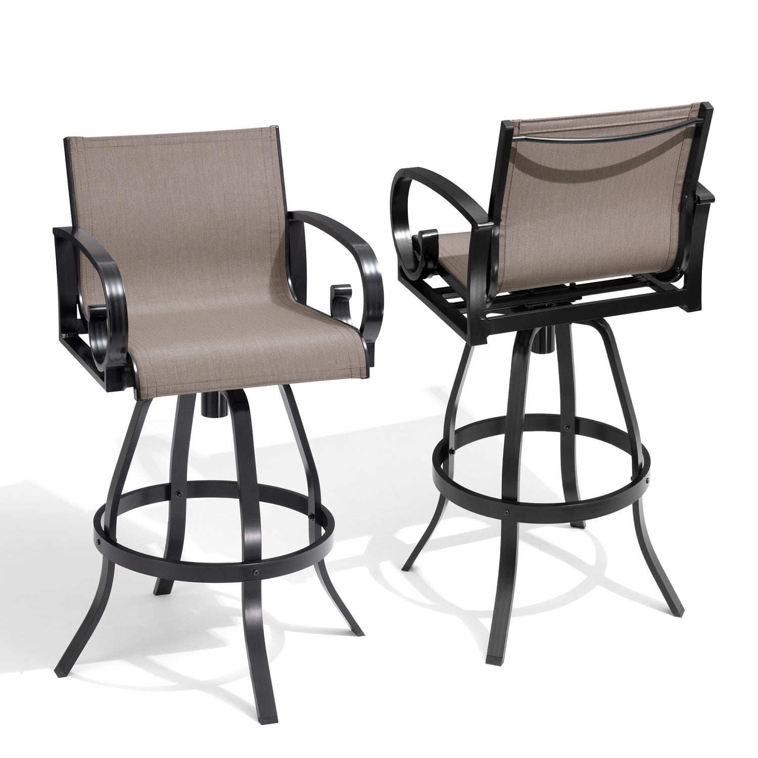 Pellebant Set of 2 Outdoor Swivel Bar Stools Aluminum Patio Bar Chairs ...