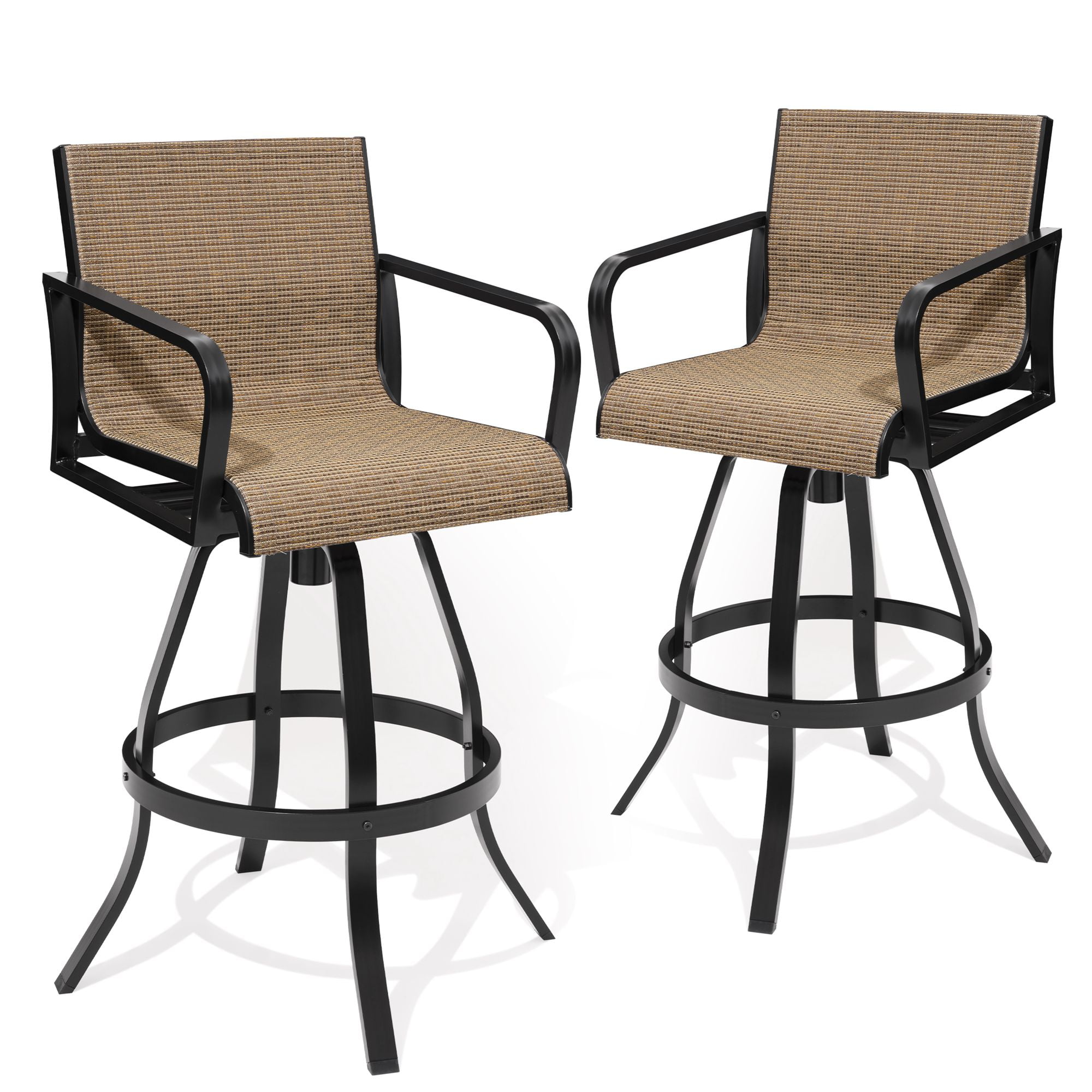 Pellebant Set of 2 Outdoor Swivel Bar Stools Patio Aluminum Bar Chairs ...