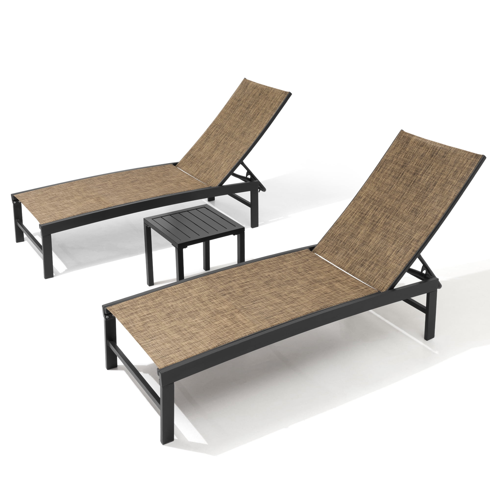 Pellebant Set of 3 Outdoor Chaise Lounge Aluminum Adjustable Patio ...