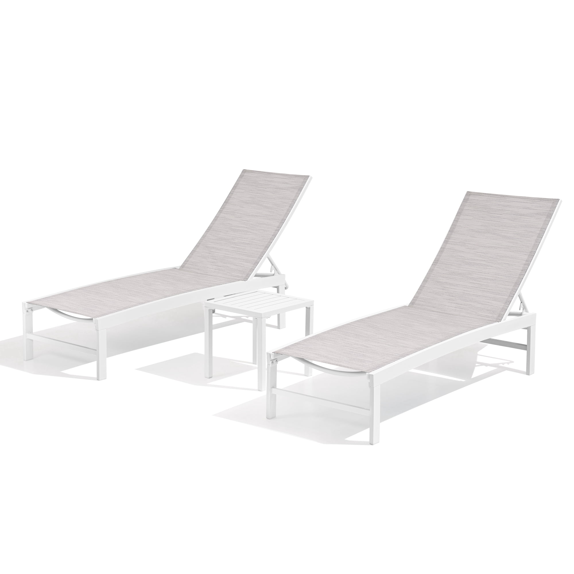 Pellebant Set of 3 Outdoor Chaise Lounge Aluminum Adjustable Patio ...