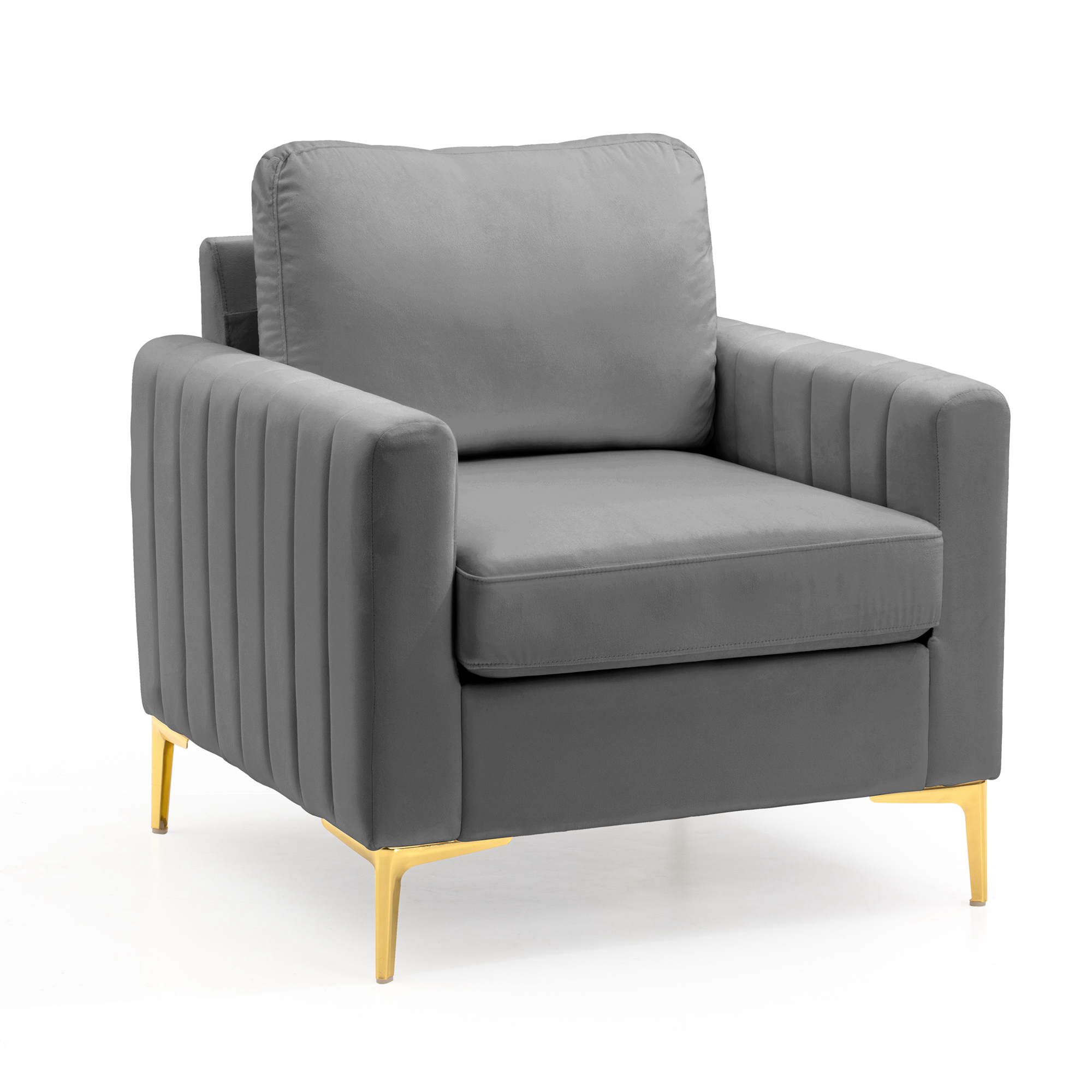 Pellebant Upholstered Velvet Club Chair Indoor Single Sofa, Gray ...