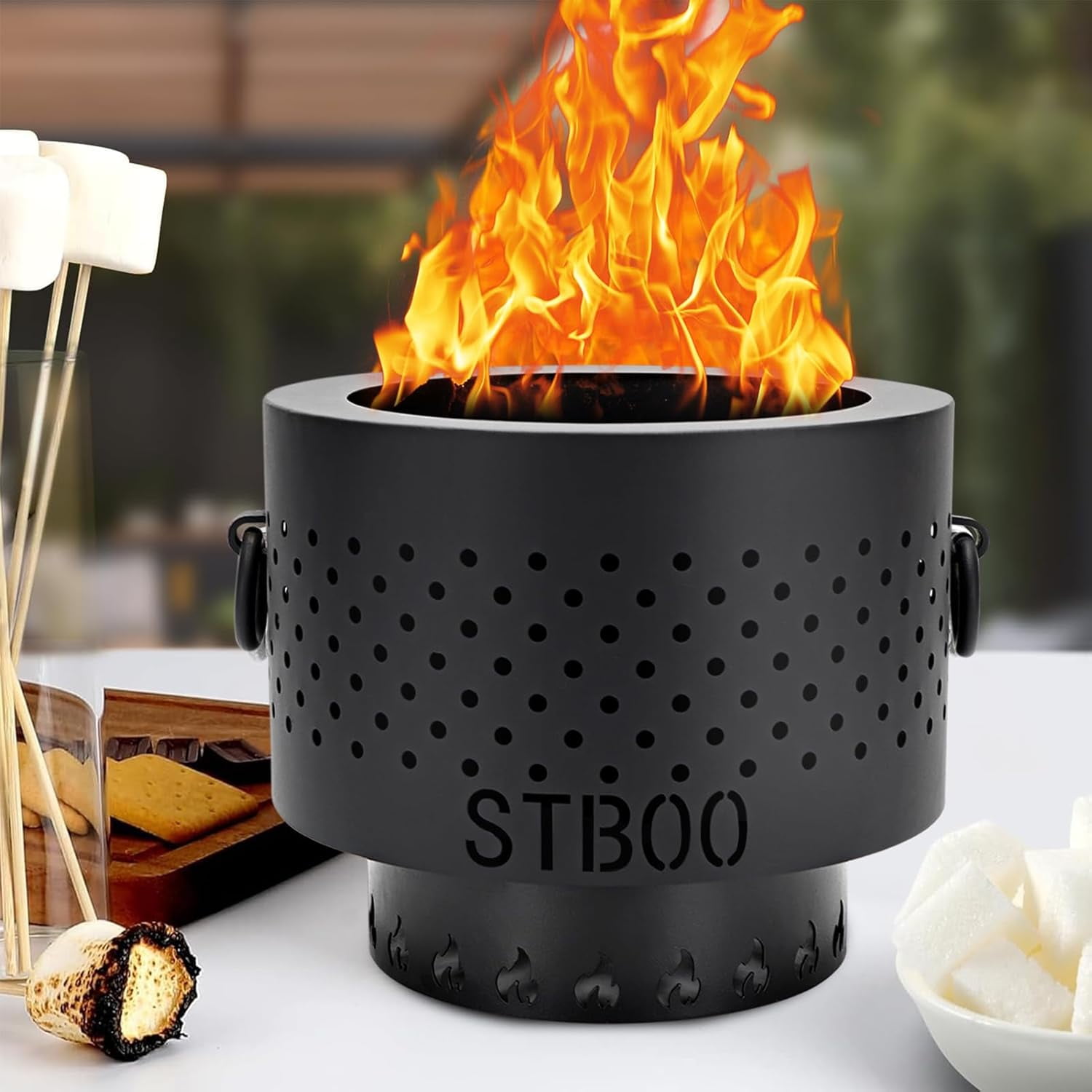 Pellet Fire Pit for Outside with Portable Carrying Storage Bag ...