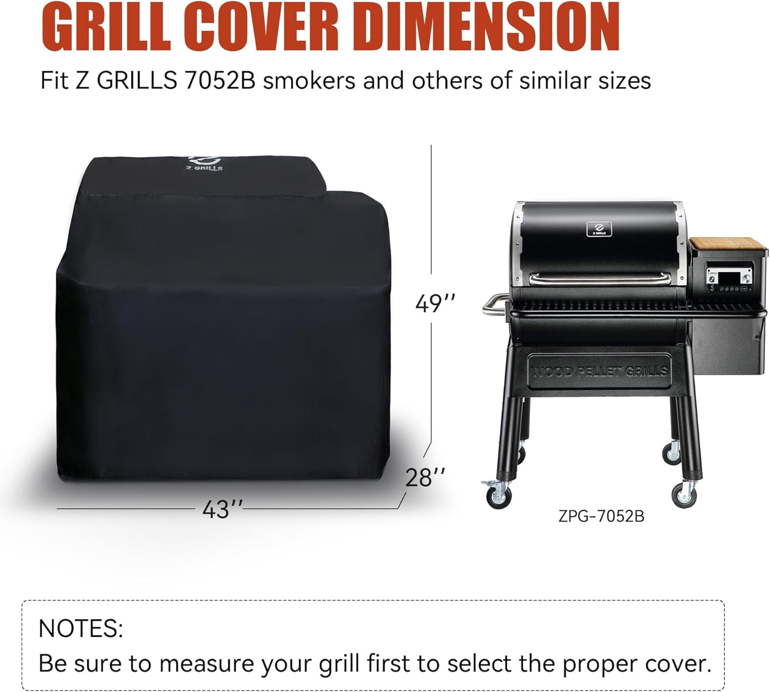 Pellet Grill Cover 43 Inch | Official Genuine | Upgraded 600D Polyester ...
