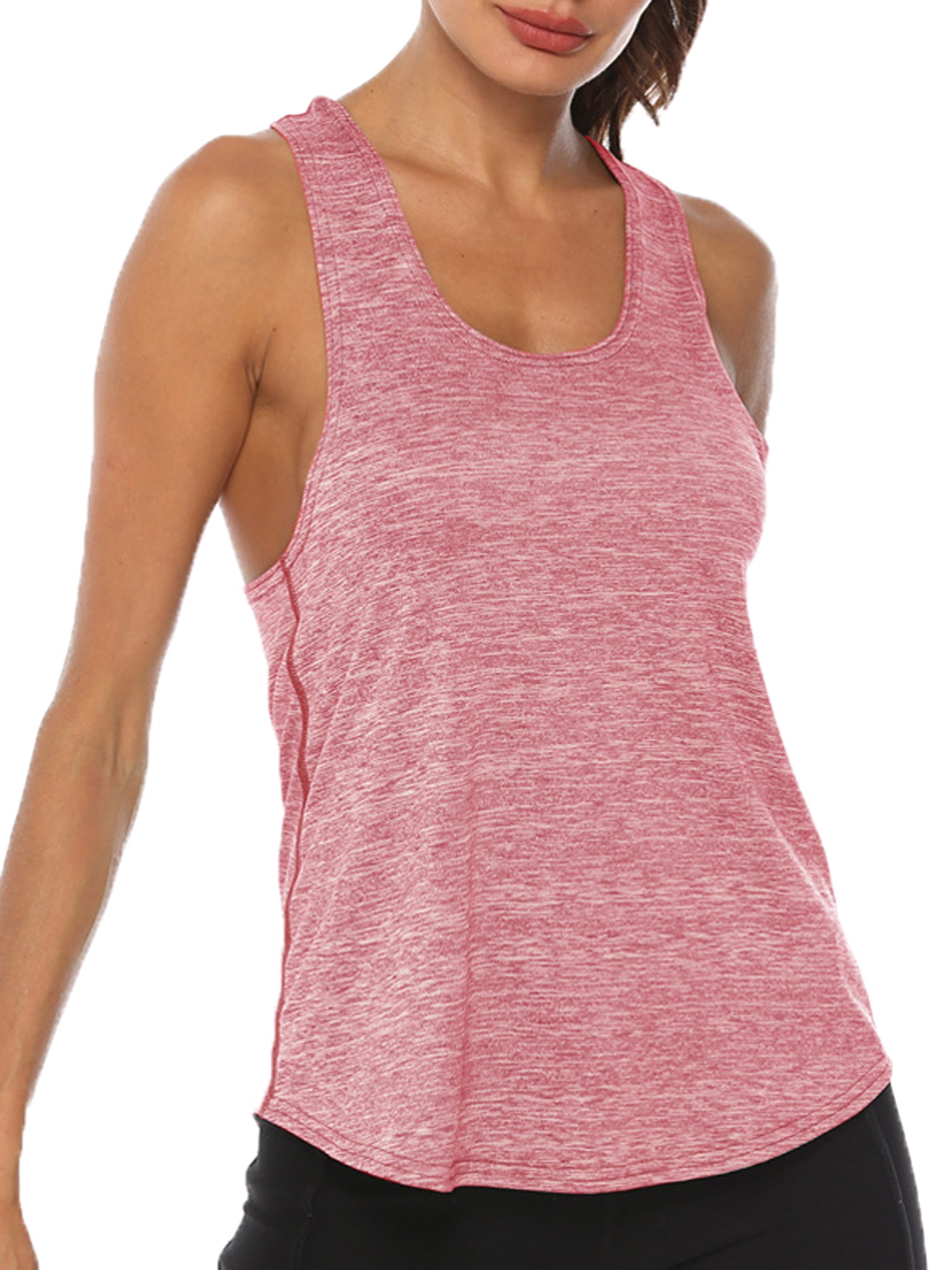 Dewadbow Womens Sports Racer Back Running Vest Sleeveless Fitness Yoga ...