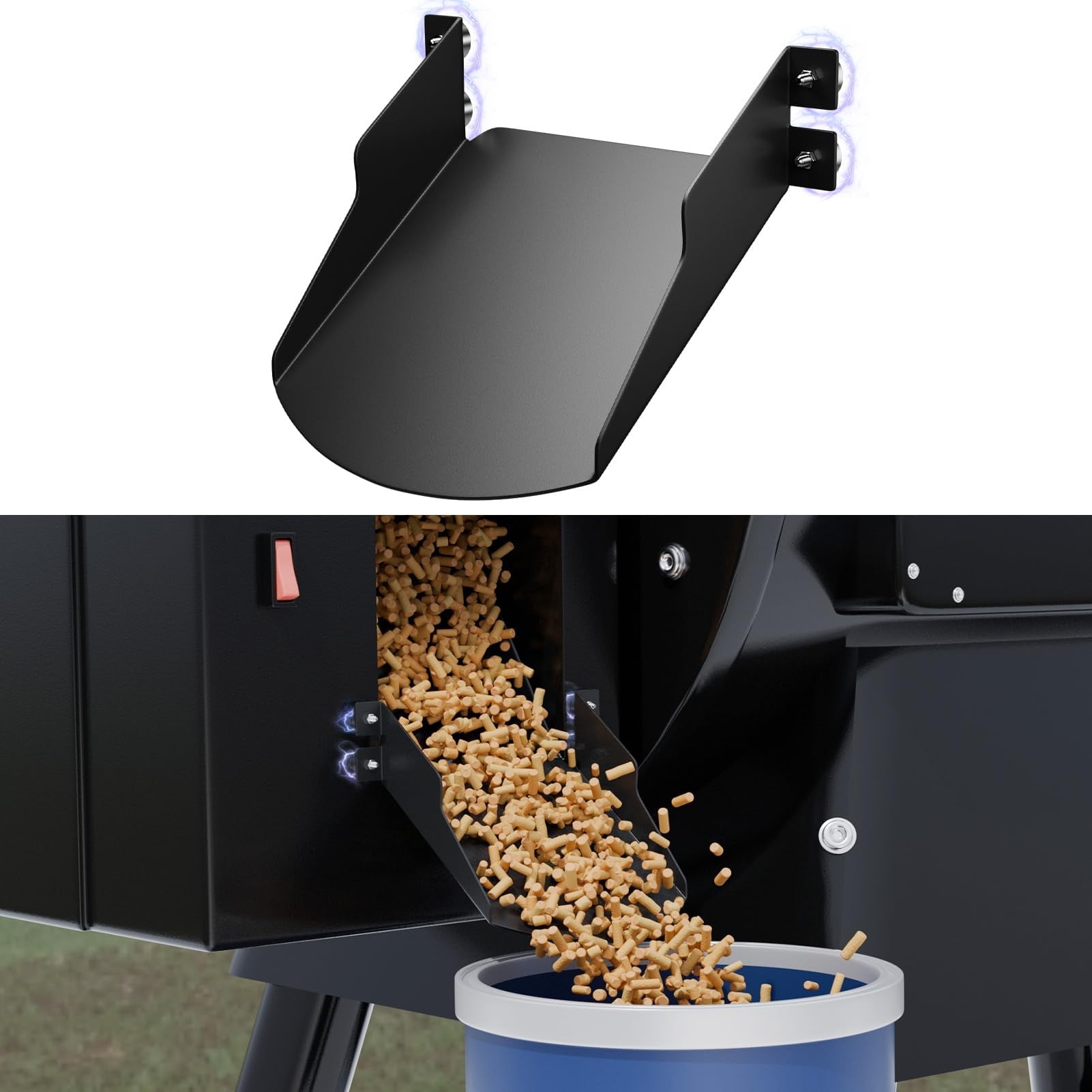Pellet Helper Chute Compatible with Traeger Grill, Magnetic Metal Chute ...