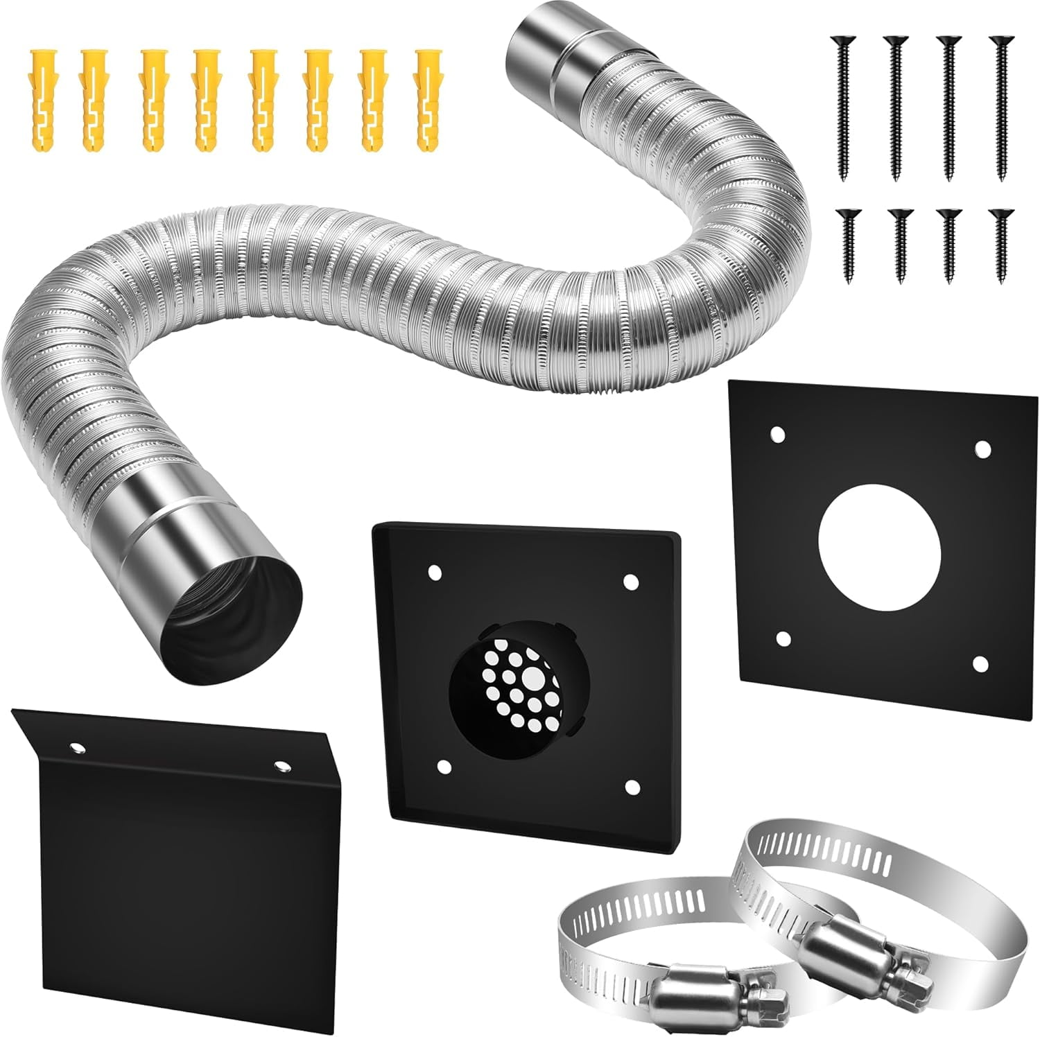 Pellet Stove Pipe Kit, 2" x 59" Aluminum Flex Vent Pipe for Fresh Air ...
