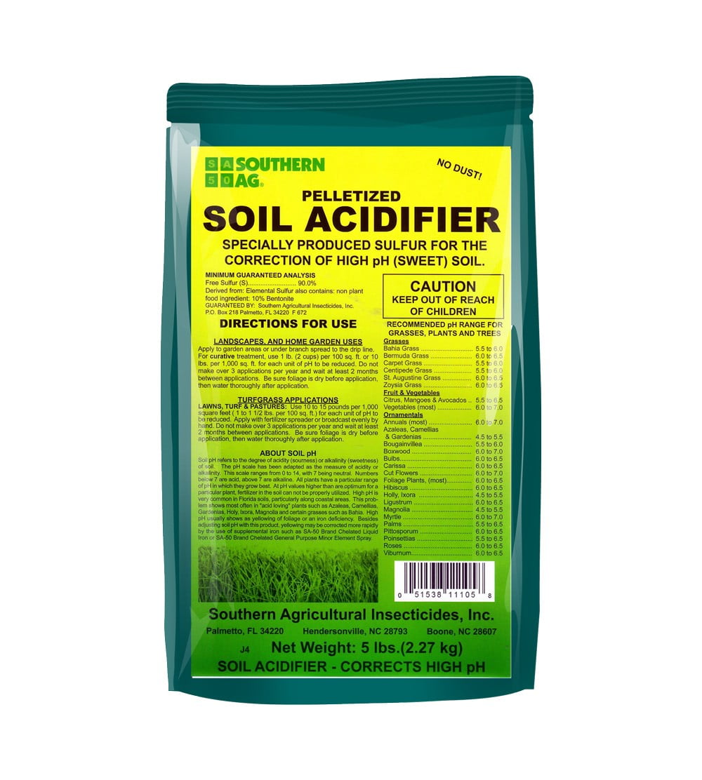 Pelletized Soil Acidifier - Contains 90% Sulfur - 5 lb Bag by Southern ...