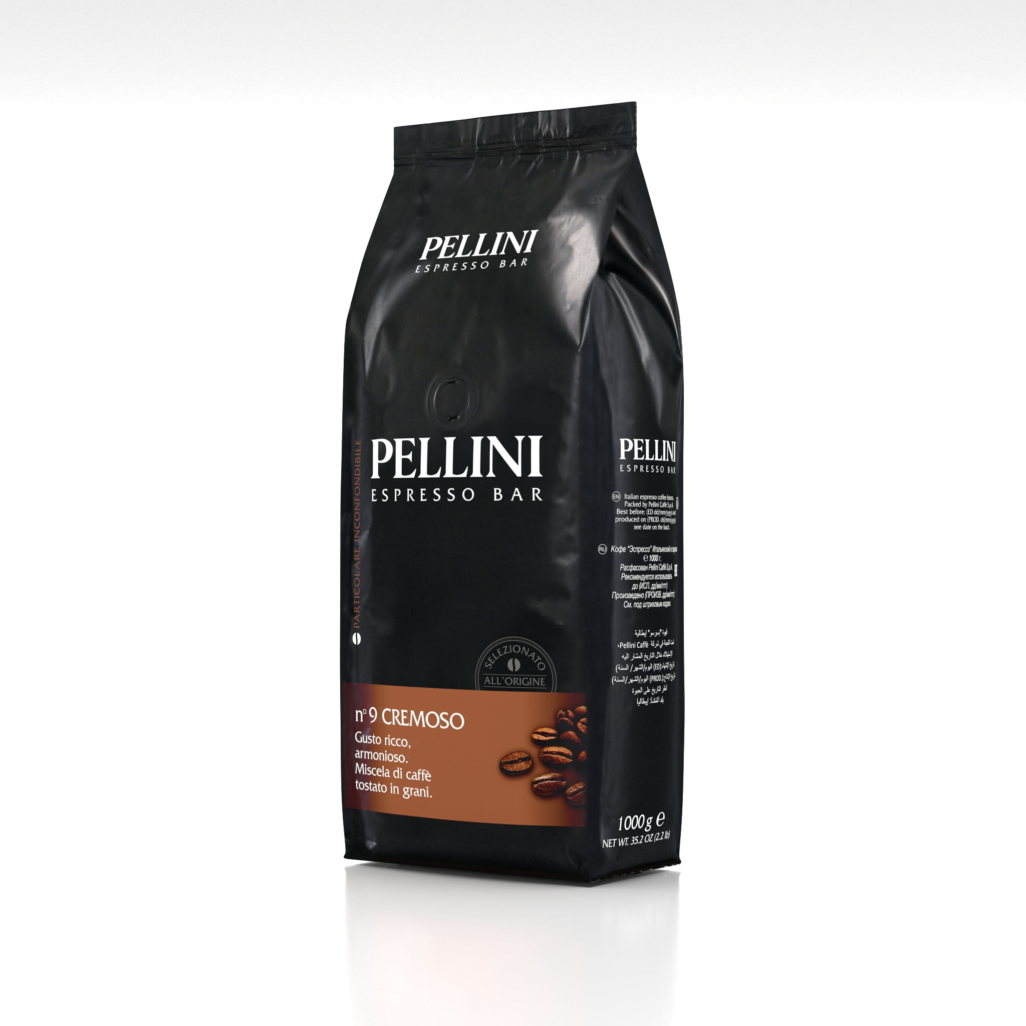 Pellini No 9 Cremoso Roasted Whole Bean Coffee, Imported 2.2lbs/1kg - Walmart.com