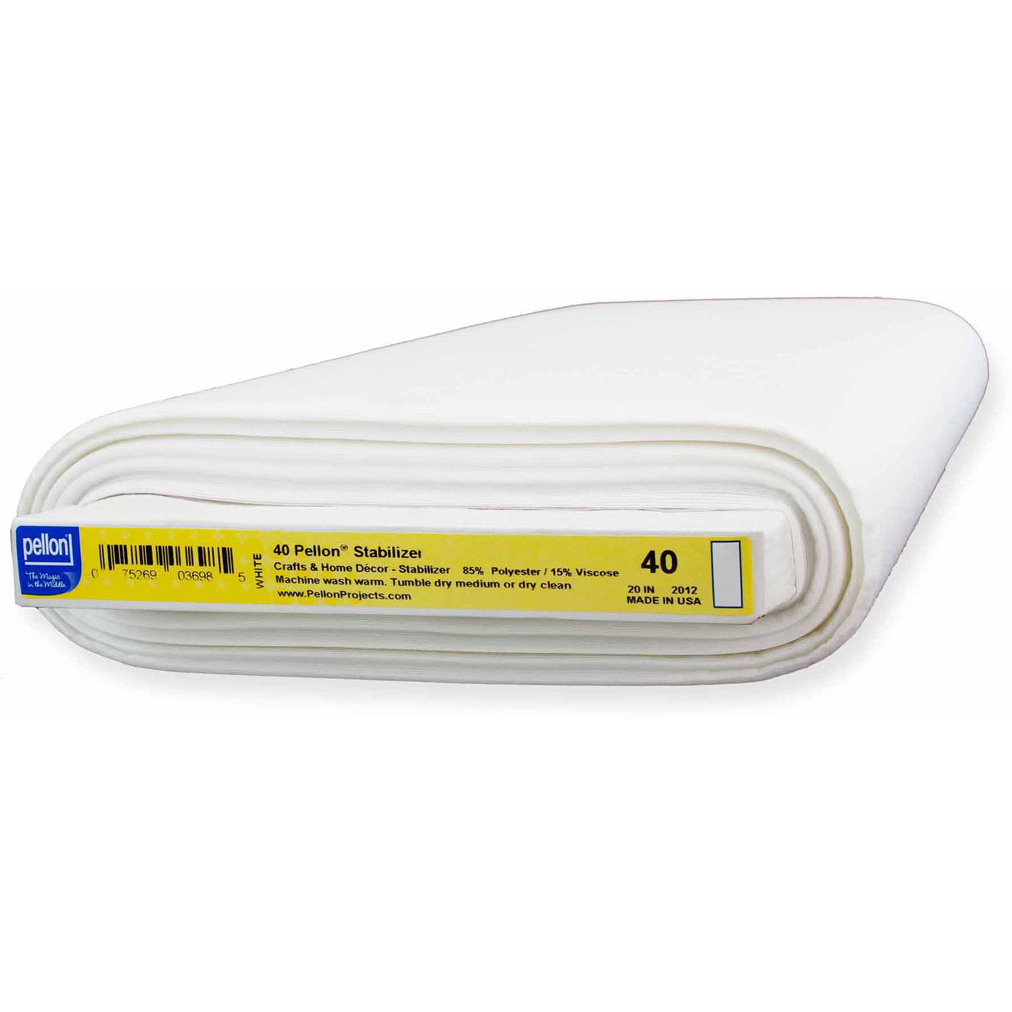 Pellon 40 Sew-in Sewing Fabric Stabilizer, White 20" x 10 Yards by the ...