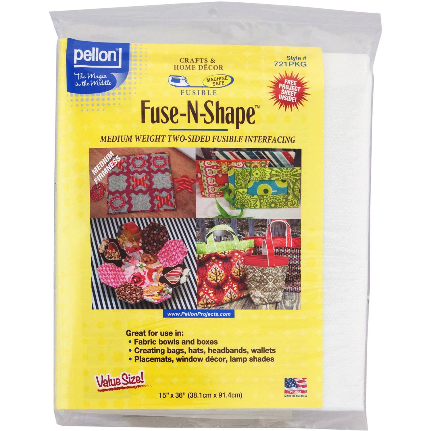 Pellon 721 Fabric Interfacing, White 15" x 36" Precut Package - Walmart.com