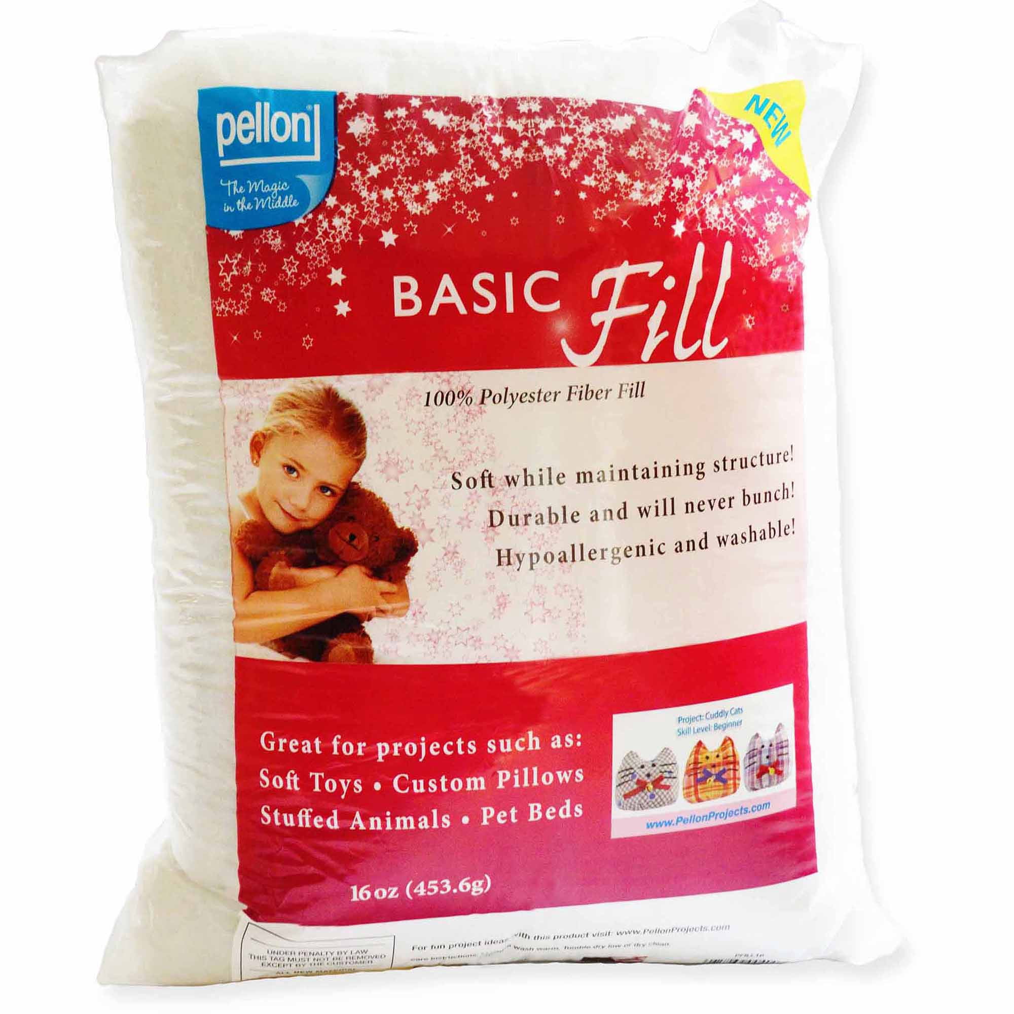 Pellon Basic Craft Fiber Filling, White 16 Ounces (4 Pack) Polyester ...