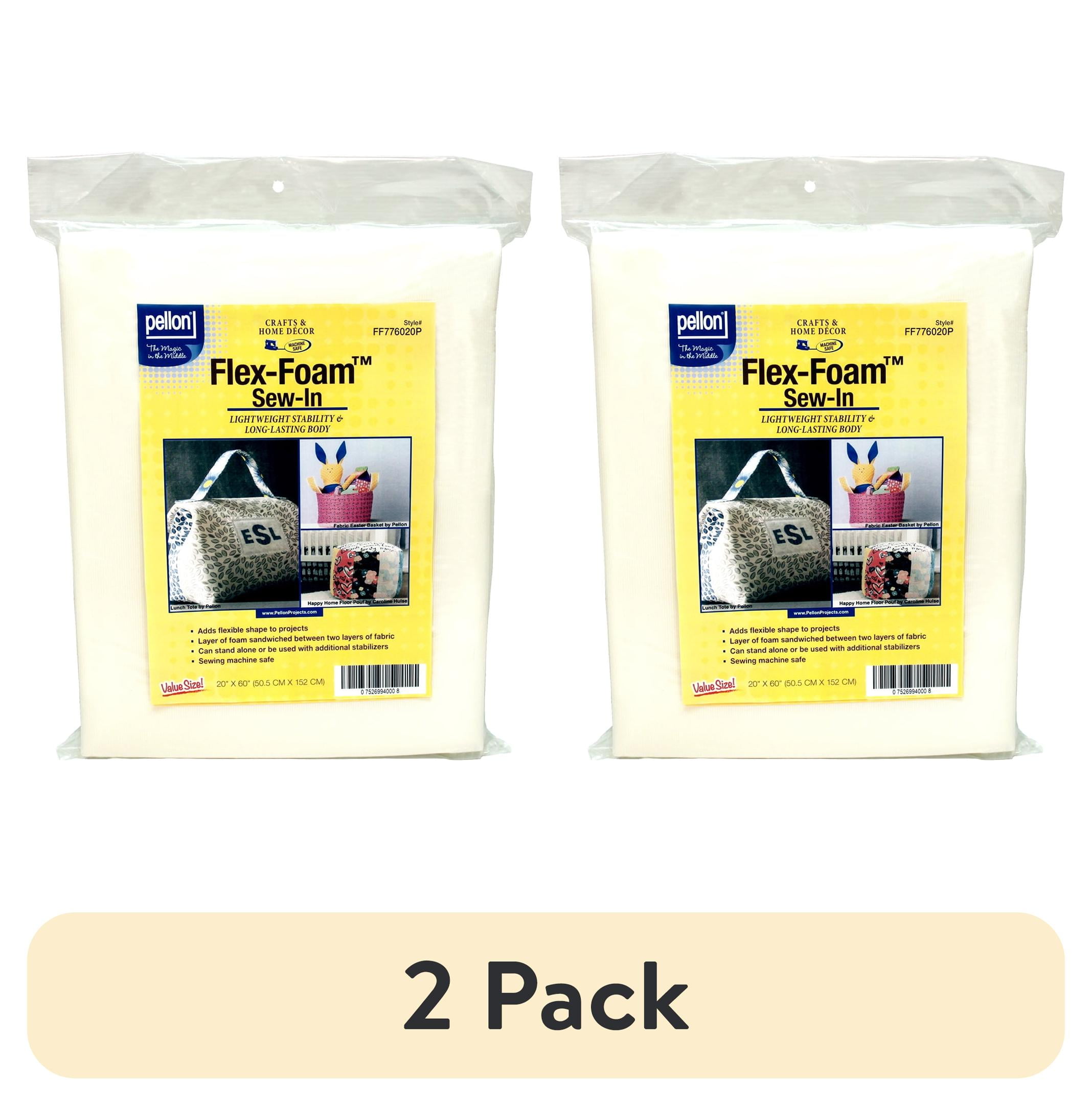 (2 pack) Pellon Flex Foam Sew-in Fabric 20" x 60" Precut Package, off-White - Walmart.com