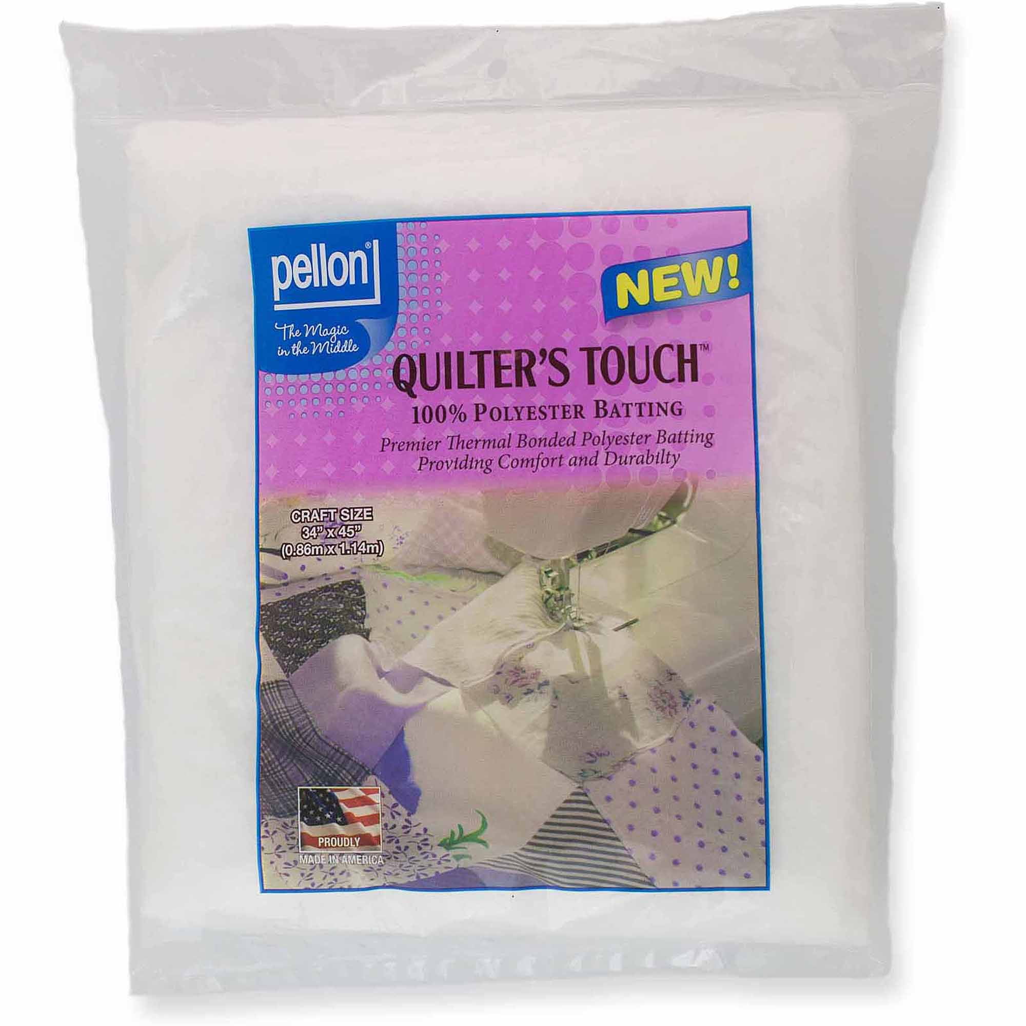 Pellon Polyester Quilting Batting, White. 34" x 45" Precut Package ...