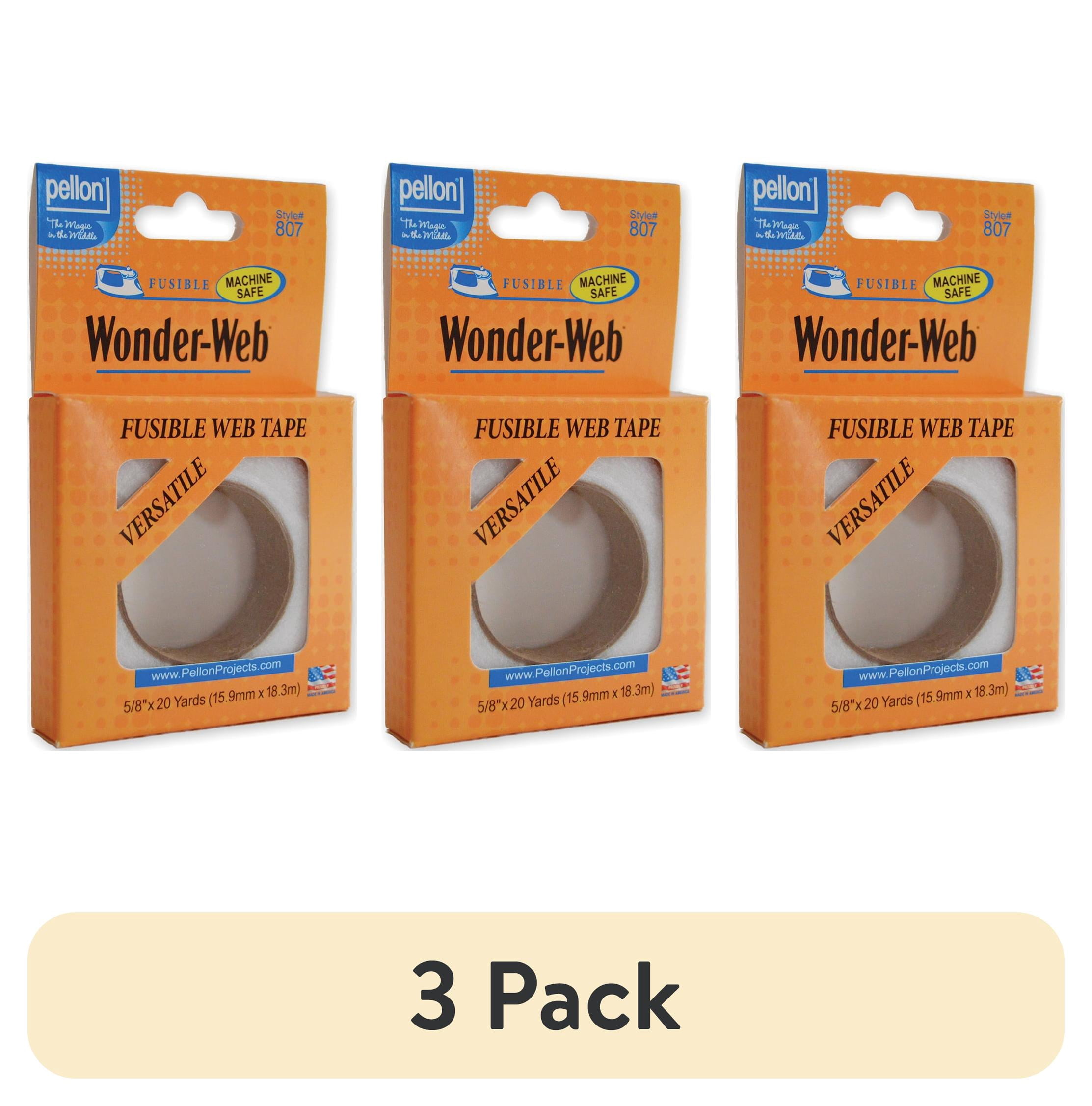 (3 pack) Pellon ST-807 Wonder Web Fabric Tape, Clear 5/8" x 20 Yards ...