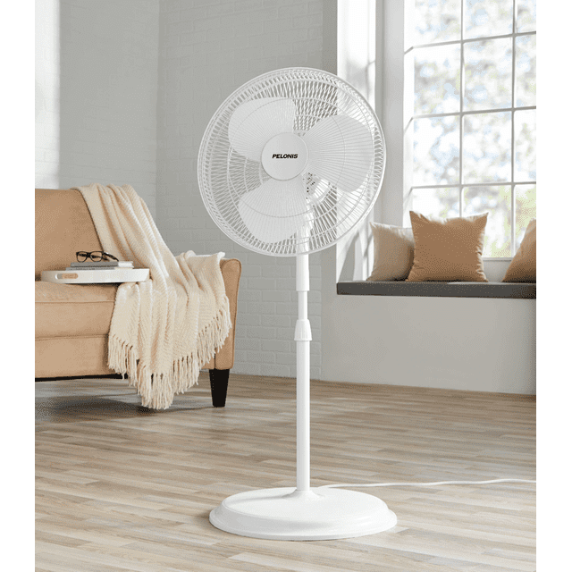 Pelonis 16" 3-Speed Oscillating, Adjustable Pedestal Fan, FS40-19MW ...