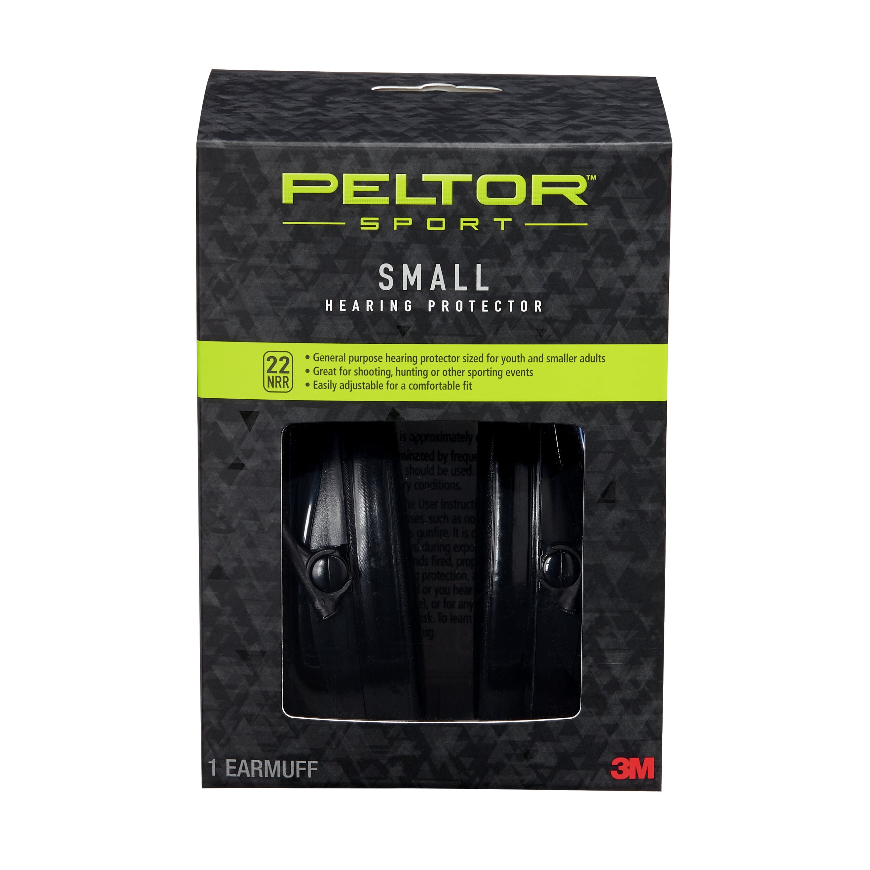 Peltor Sport Hearing Protection Earmuffs, Small, 22 dB, Black - Walmart.com
