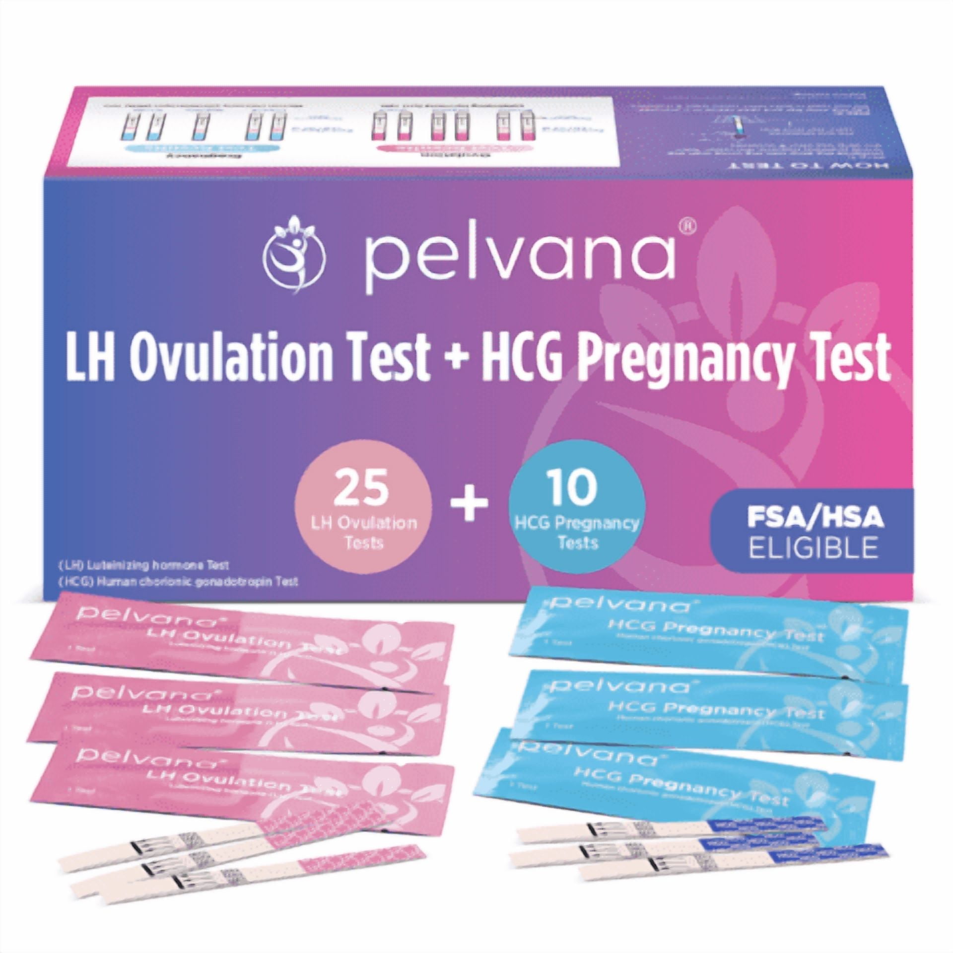 Pelvana Ovulation and Pregnancy Test Kit, 25 LH Ovulation Strips and 10 ...
