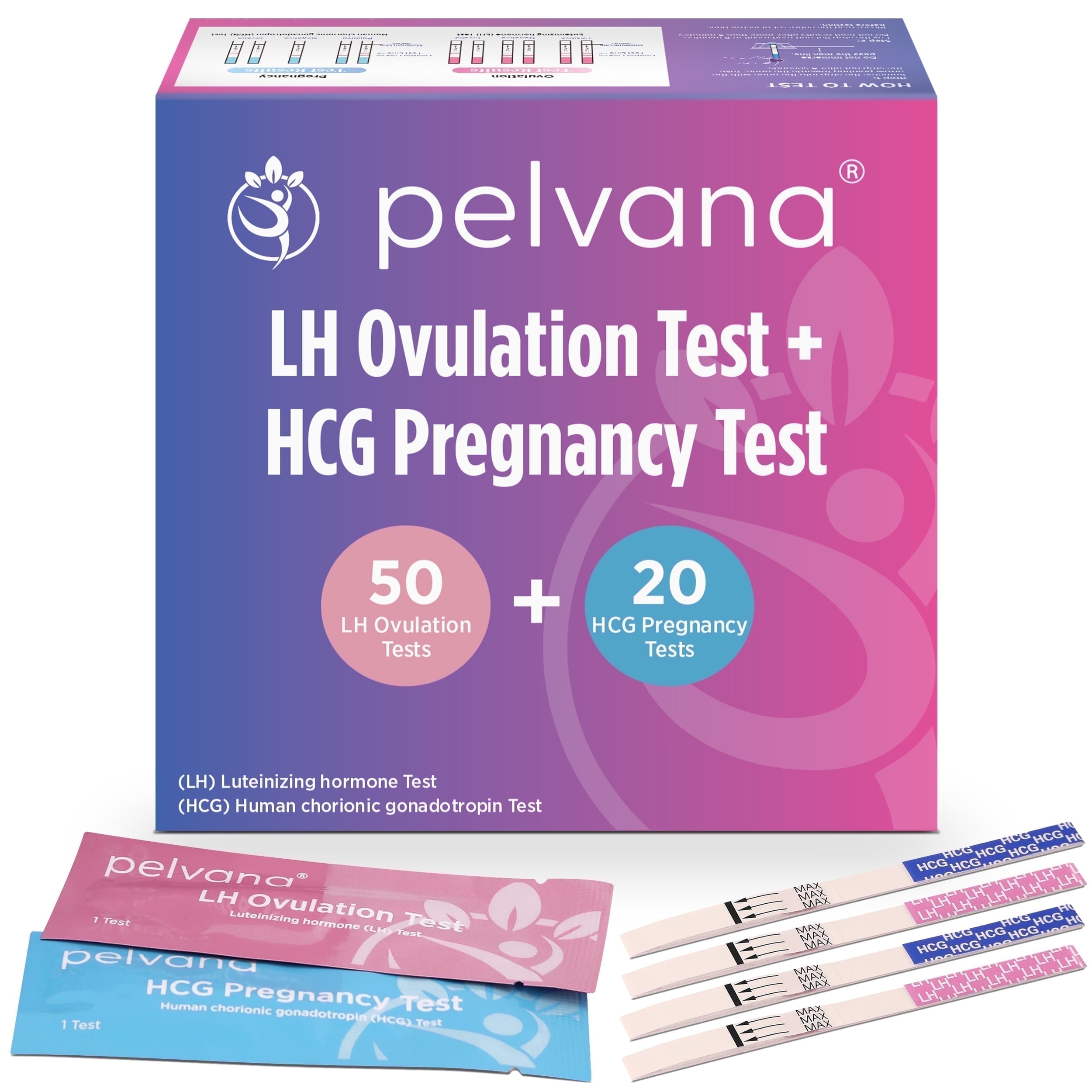 Pelvana Ovulation and Pregnancy Test Strip Combo Kit, 50 LH Ovulation ...