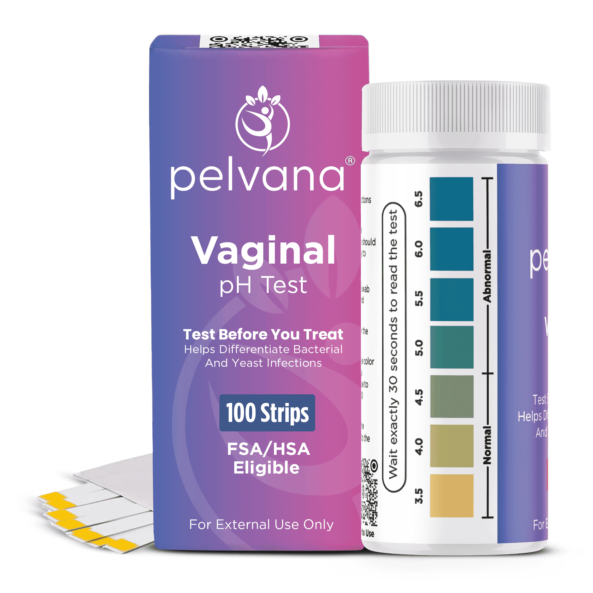 Pelvana Vaginal pH Test Strips for Women - 100 Strips, at-Home BV and ...