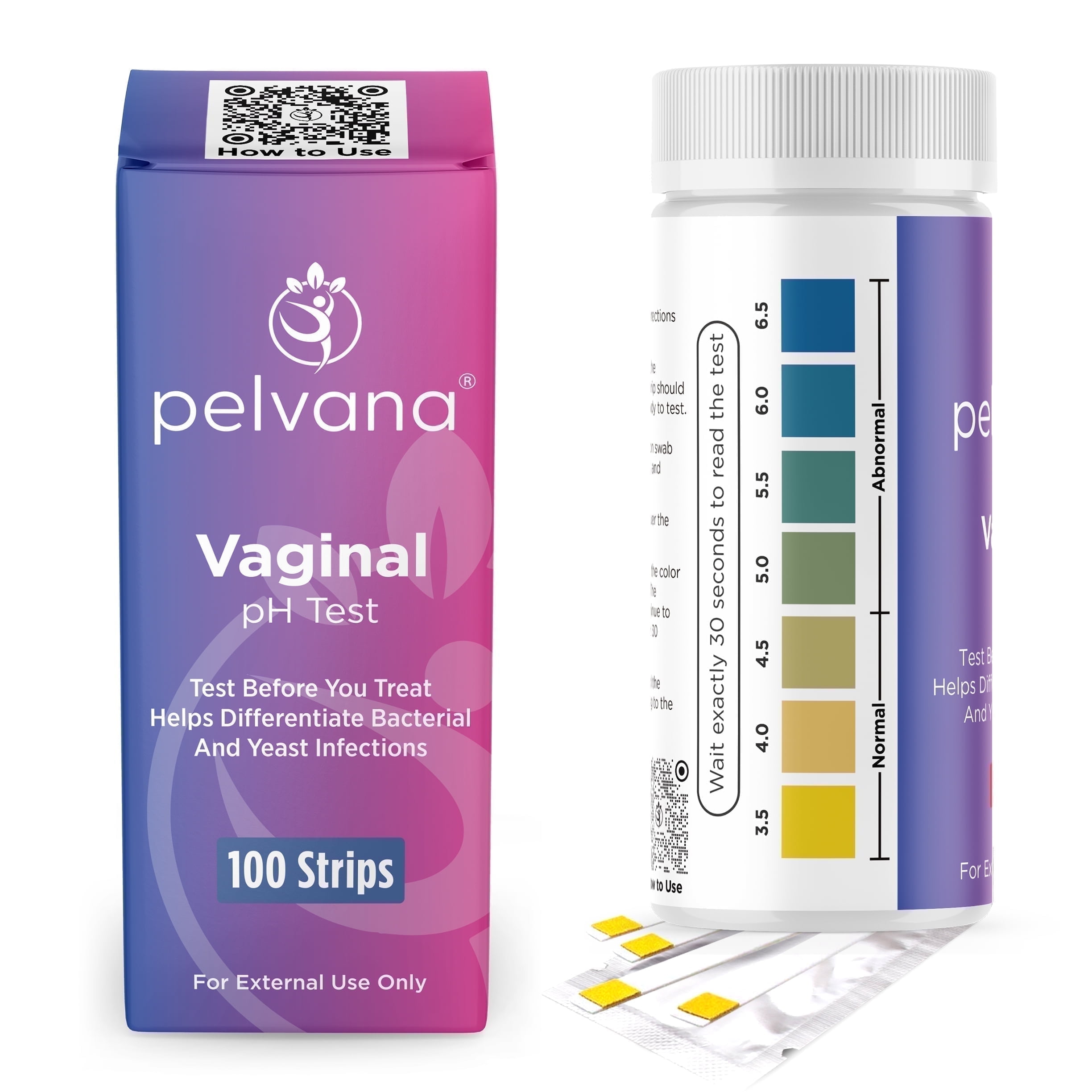 Pelvana Vaginal pH Balance Test Strips for Women, 100 Tests FSA/HSA ...