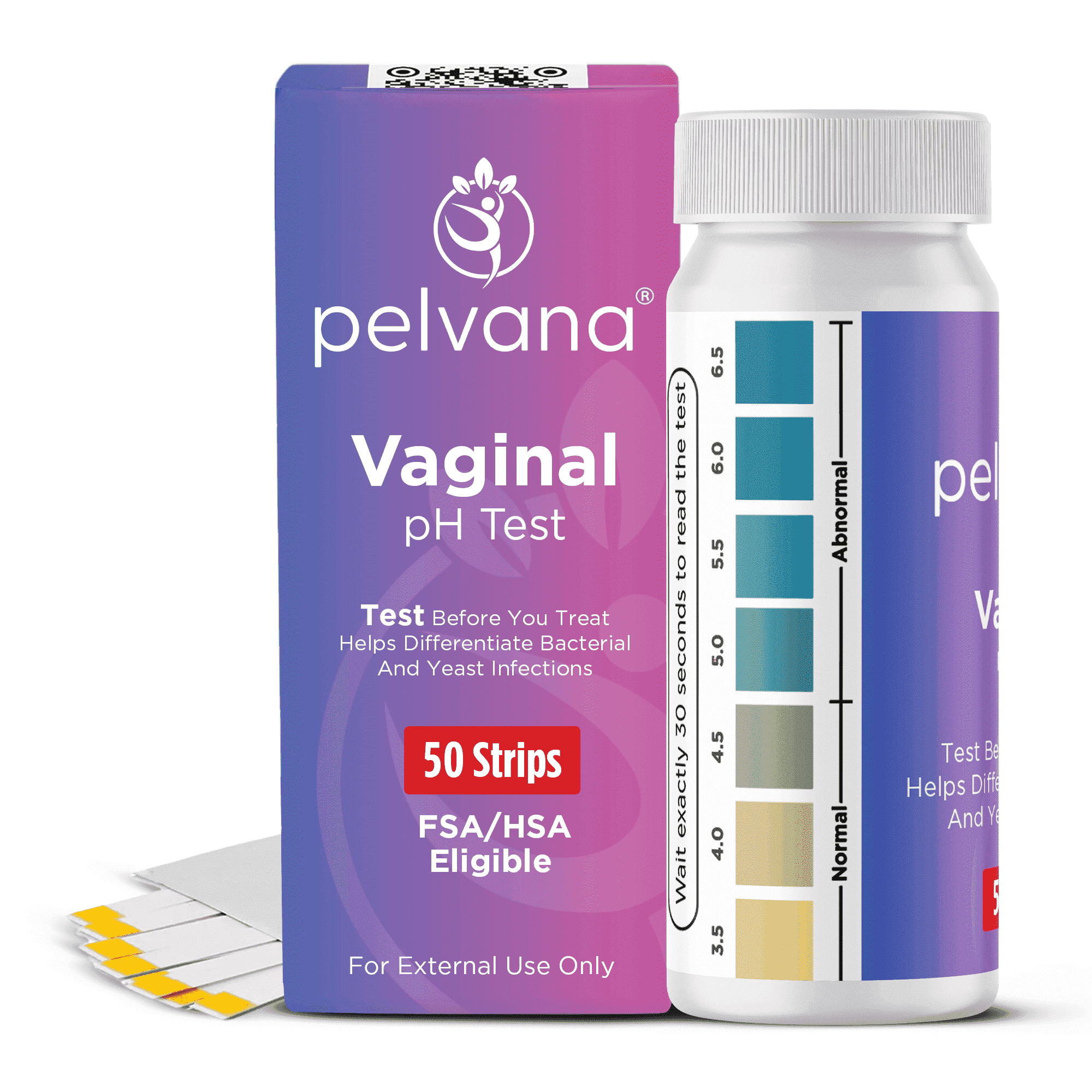 Pelvana Vaginal pH Test Strips, 50 Count, Helps Differentiate Bacterial ...