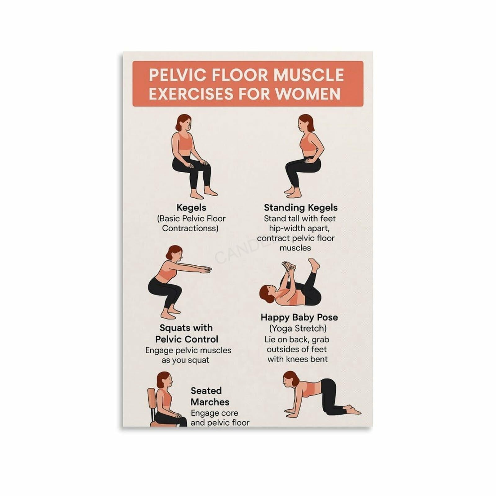Pelvic Floor Health Guide Poster Recovery Tips for Bladder Control Home ...