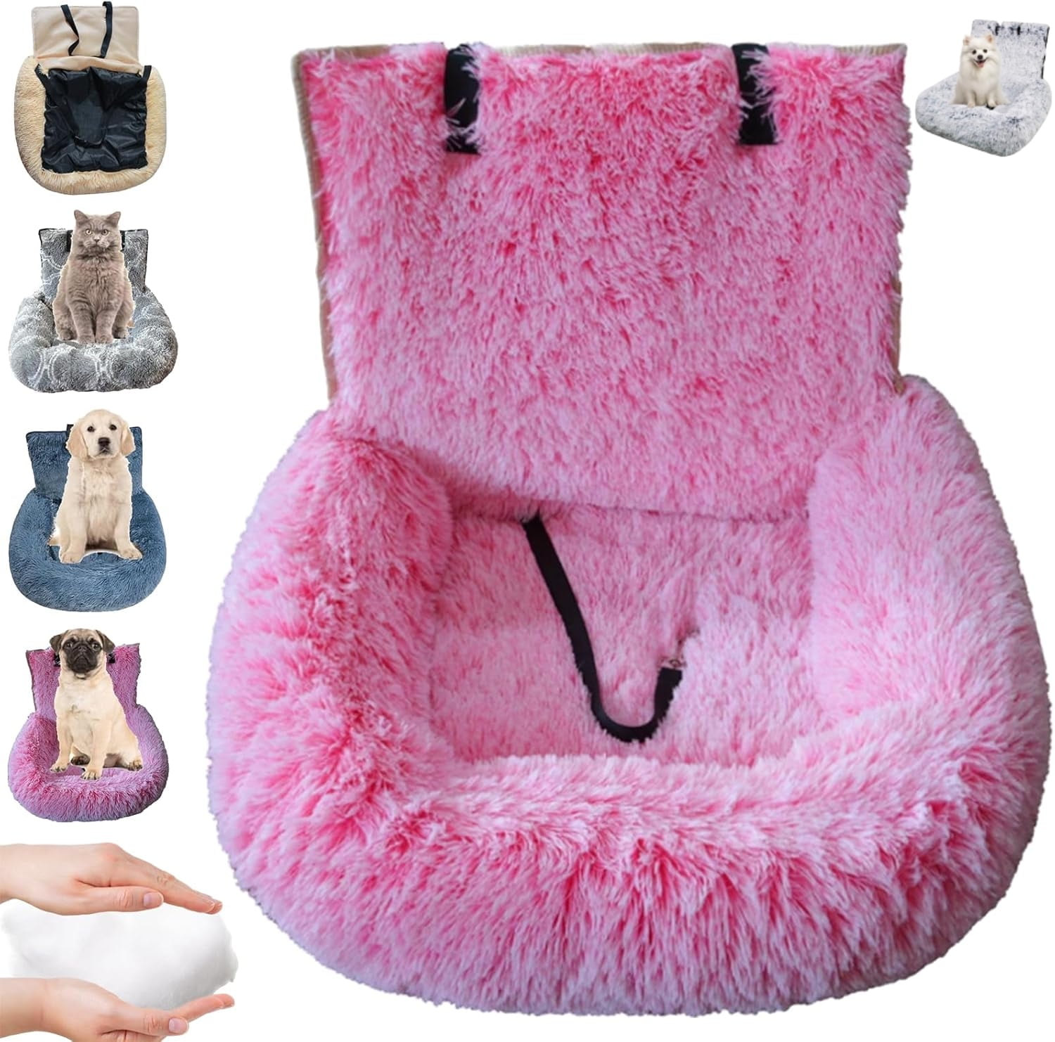 Pelzbarn Car Seat, Pelzbarn Car Seat Dog Bed with Safety Straps, Fluffy ...