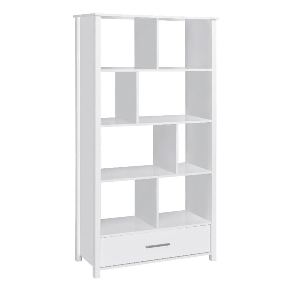 Pemberly Row 1-Drawer Contemporary Wood Bookcase with Open Back in ...