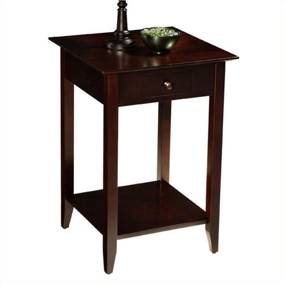 Pemberly Row 1 Drawer Transitional Wood Square End Table in Espresso ...