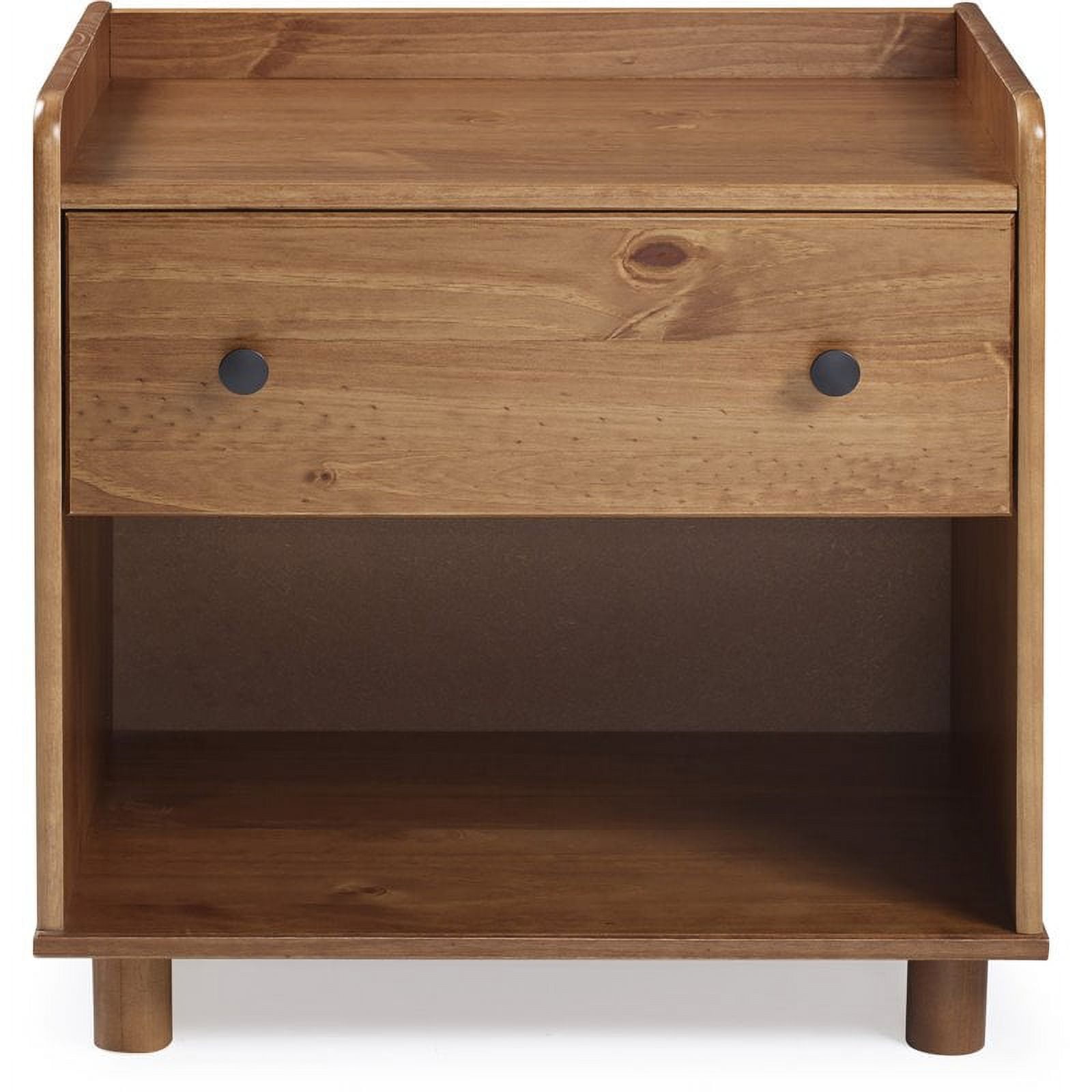 Pemberly Row 1-Drawer Tray Top Solid Wood Bedroom Nightstand in Caramel ...