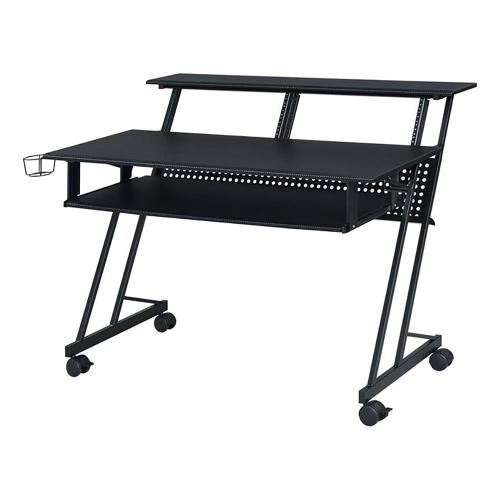 Pemberly Row 1-Shelf Music Recording Studio Desk in Black with 1 ...