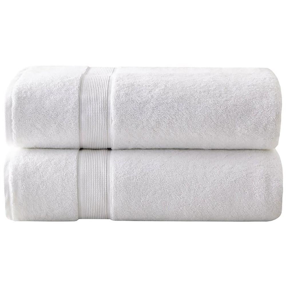 Pemberly Row 100 Percent Cotton Bath Sheet in White (Set of 2 ...