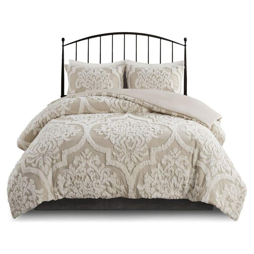 Pemberly Row 100 Percent Cotton Tufted Comforter Set in Beige - Walmart.com