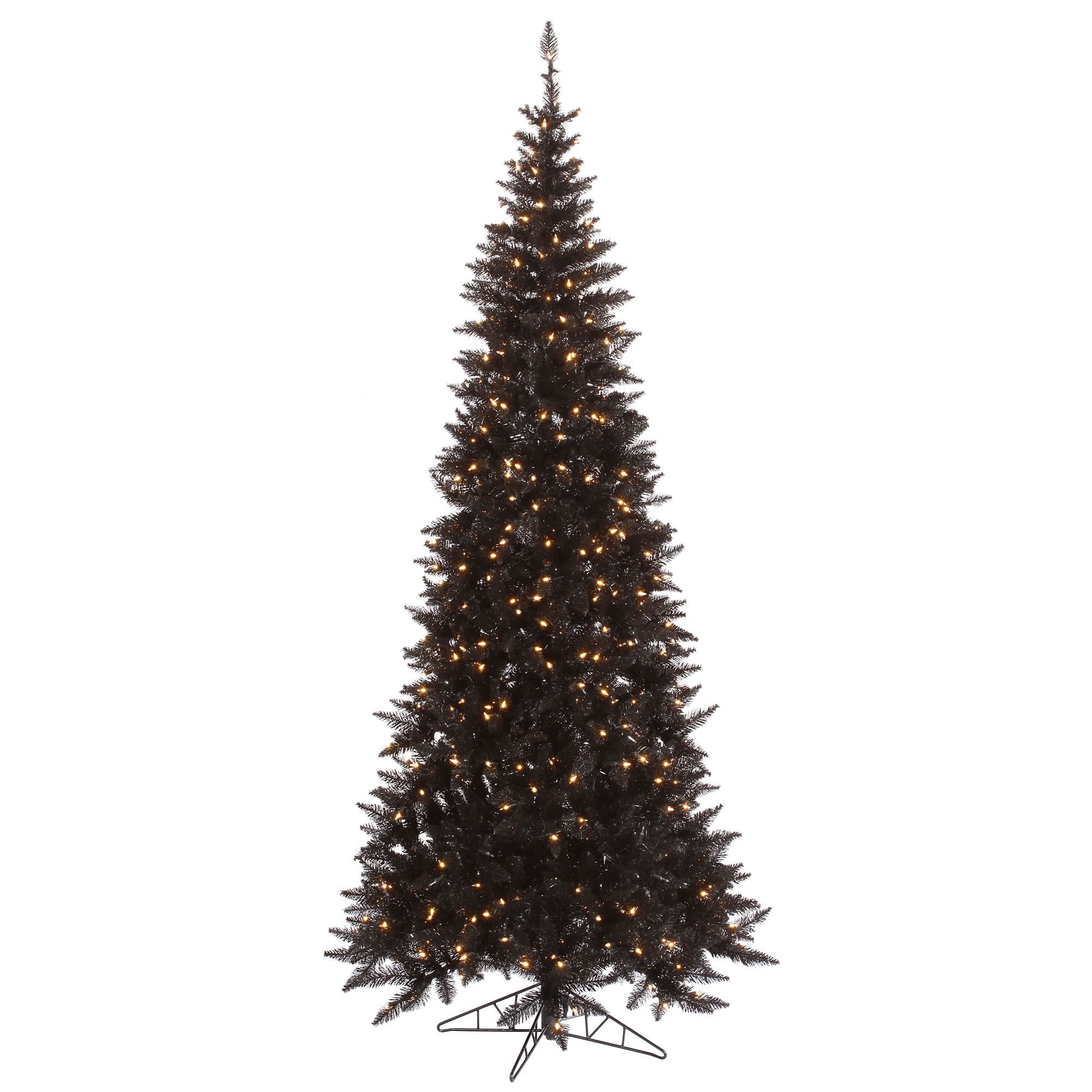 Pemberly Row 108" Black Plastic Fir Slim Dura-lit LED Artificial ...