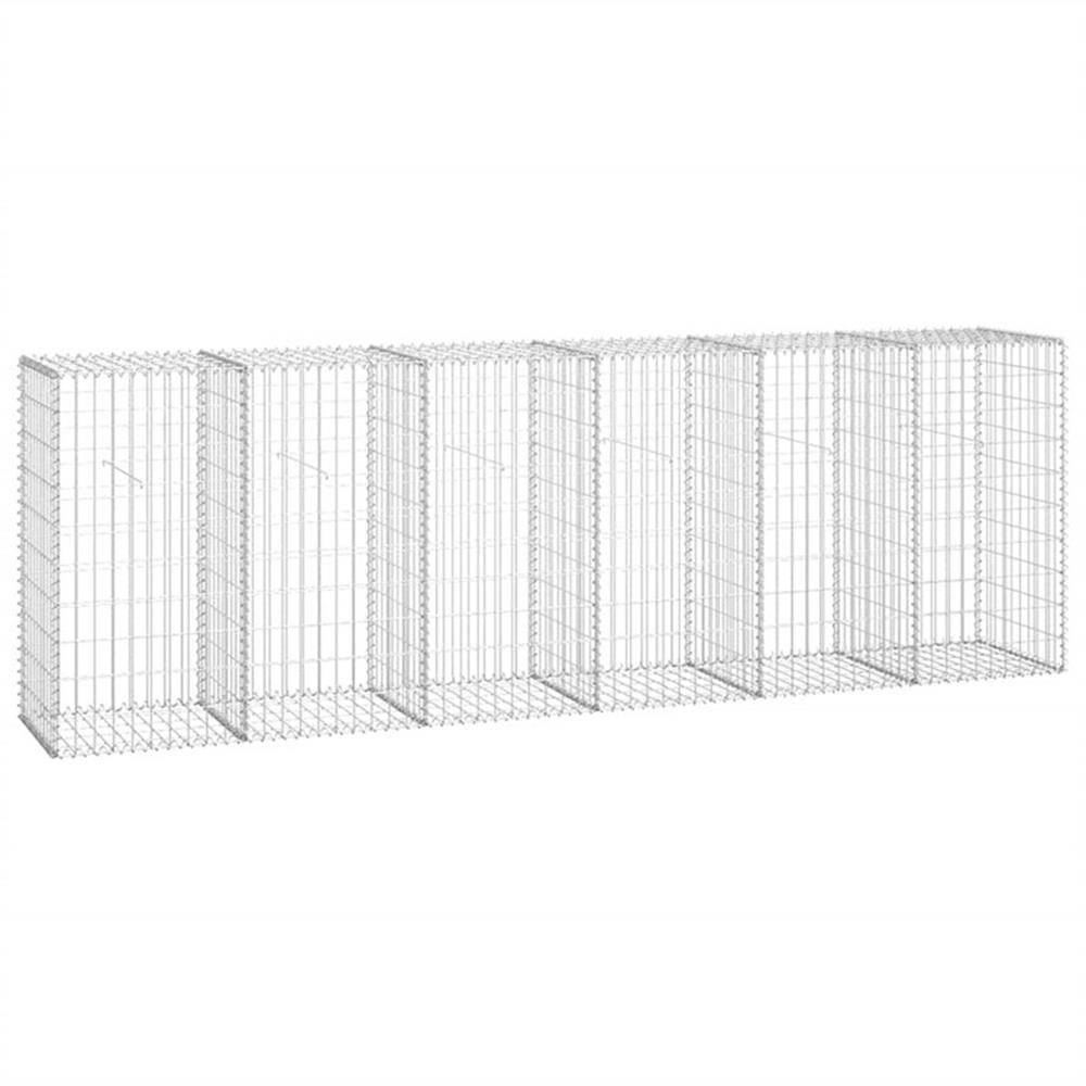 Pemberly Row 118"x19.7"x39.4" Gabion Wall with Covers in Galvanized ...