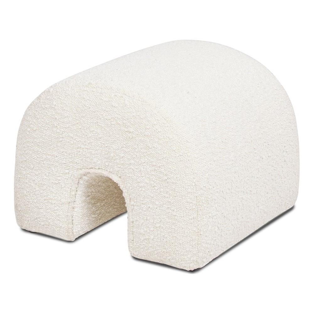 Pemberly Row 15" Arched Upholstered Footstool Ottoman Ivory White ...