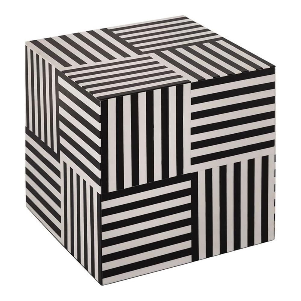 Pemberly Row 15"H Transitional MDF Wood Side Table in Black/White ...