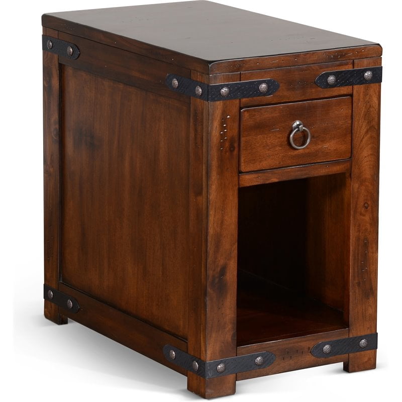 Pemberly Row 15" Traditional Wood Chair Side Table in Dark Chocolate ...