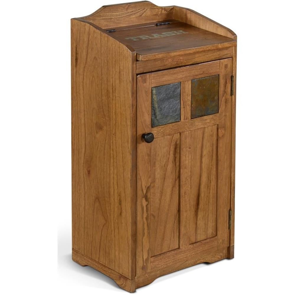 Pemberly Row 16" Farmhouse Wood Trash Box in Rustic Oak - Walmart.com