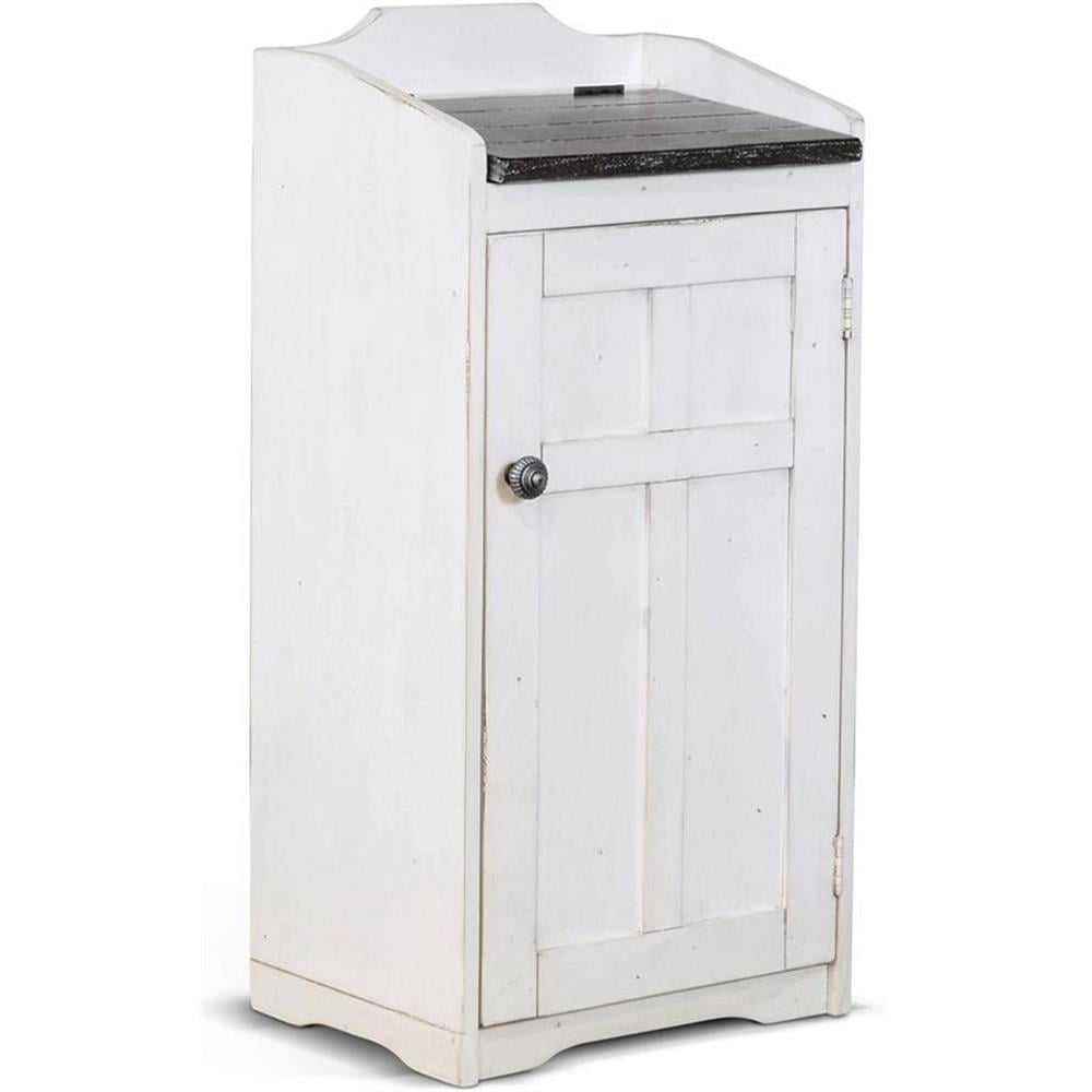 Pemberly Row 16" Farmhouse Wood Trash Box in White/Dark Brown - Walmart.com