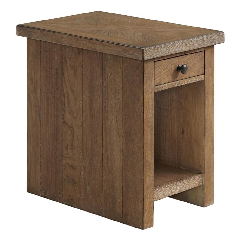 Pemberly Row 16x24" Modern Wood Chairside Table in Weathered Oak ...