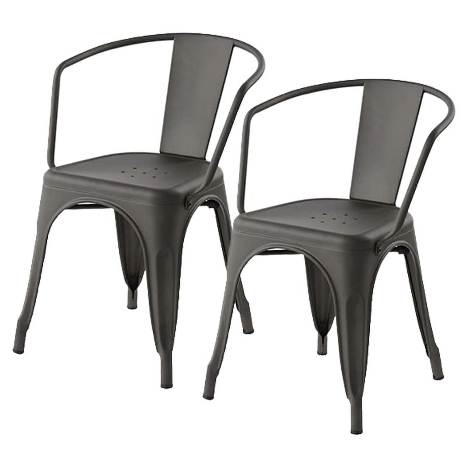 Pemberly Row 17.3" Metal Dining Chairs in Gunmetal Brown (Set of 2 ...