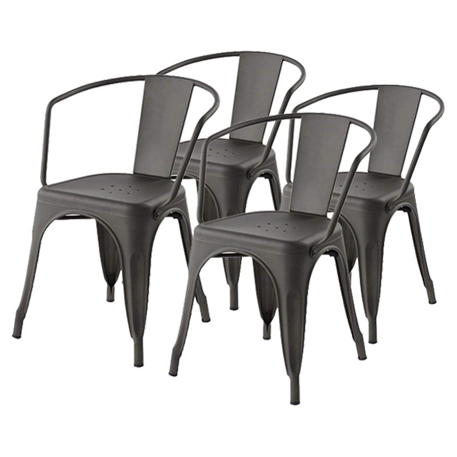 Pemberly Row 17.3" Metal Dining Chairs in Gunmetal Brown (Set of 4 ...
