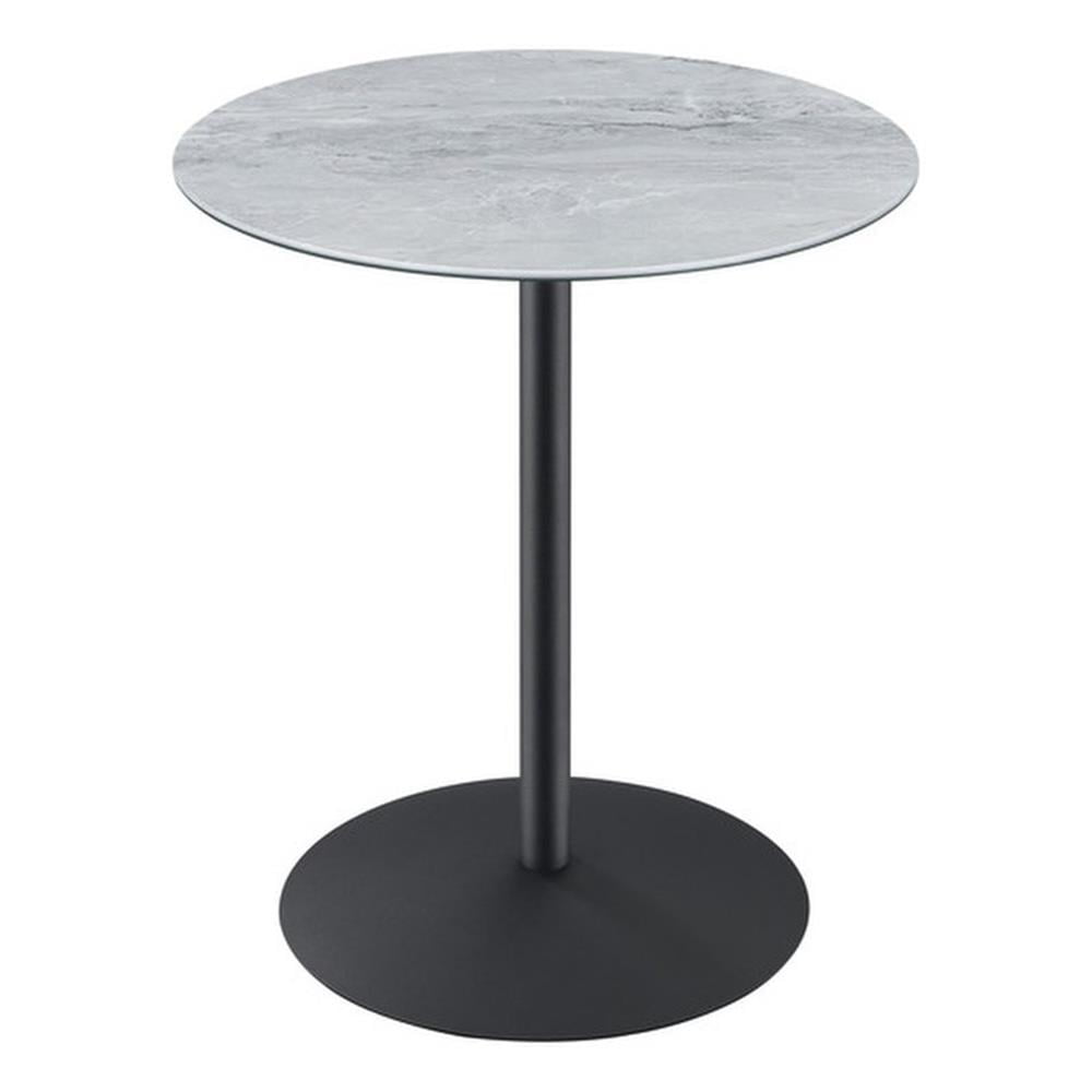 Pemberly Row 17.5" Round End Table with Gray Marble Textured Glass Top ...